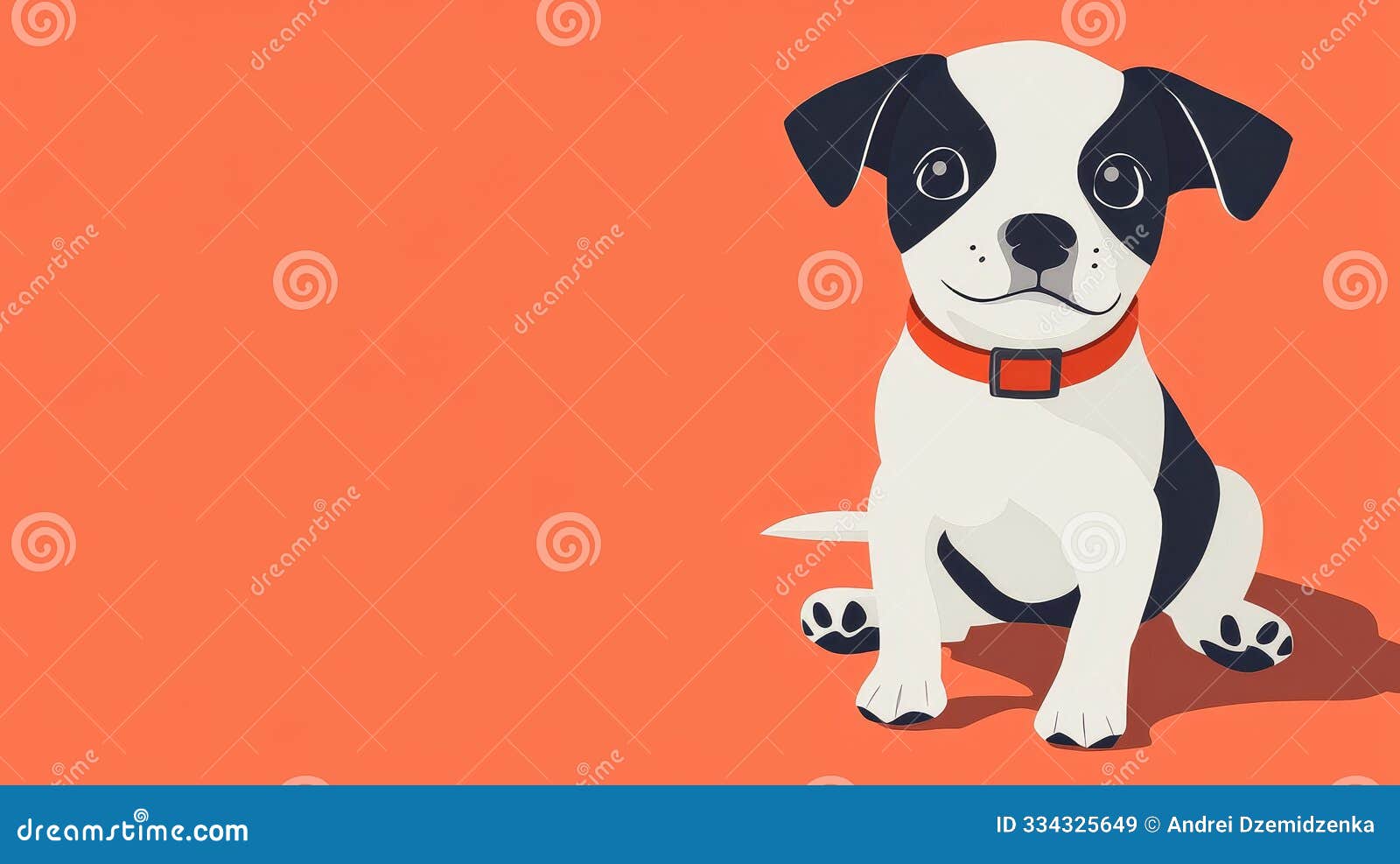 Dog with a Wagging Tail, 2D Modern Art, Minimalistic and Basic Design ...