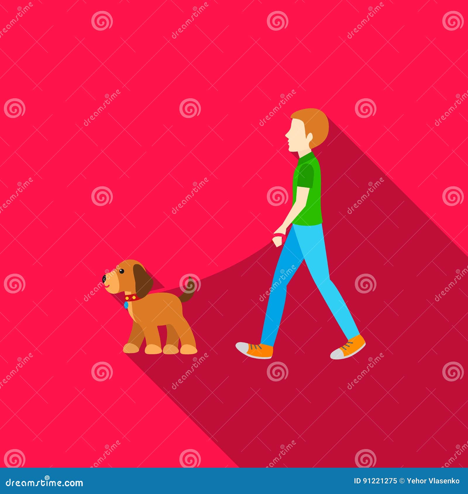 Dog Walk Vector Icon in Flat Style for Web Stock Vector - Illustration ...