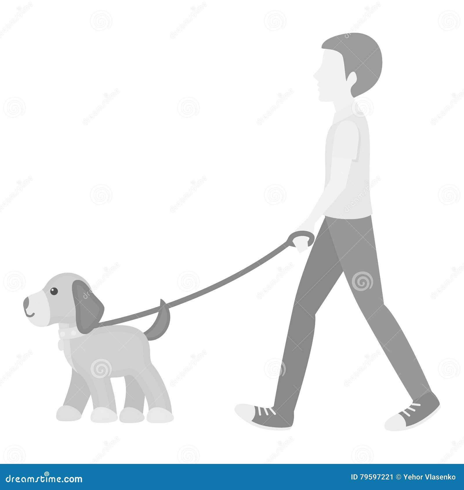 Dog Walk Vector Icon in Monochrome Style for Web Stock Vector ...