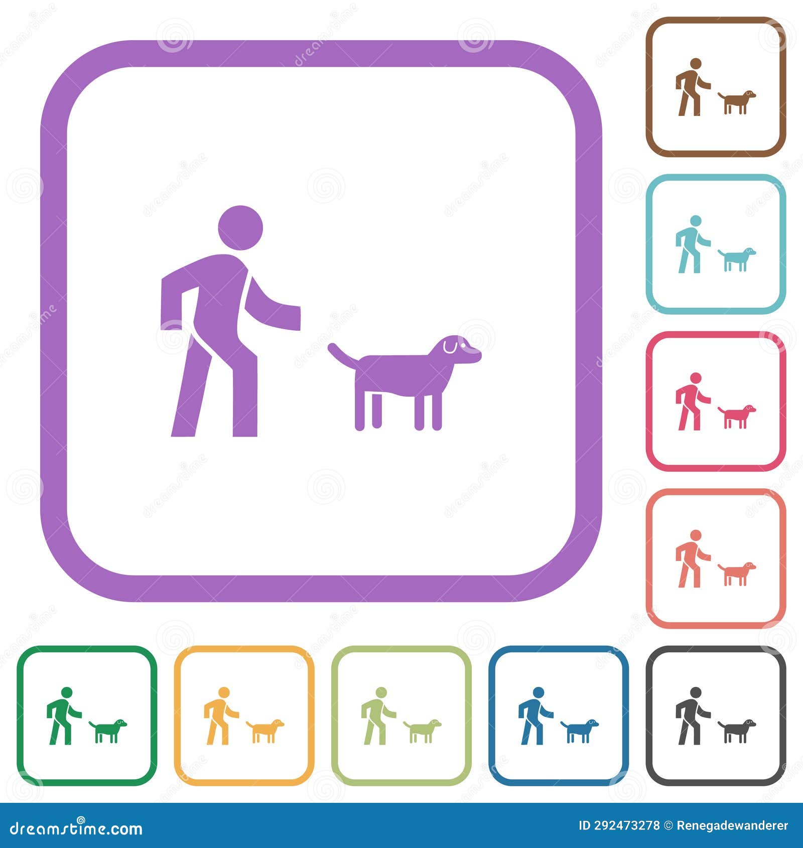 Dog walking simple icons stock illustration. Illustration of dogwalking ...