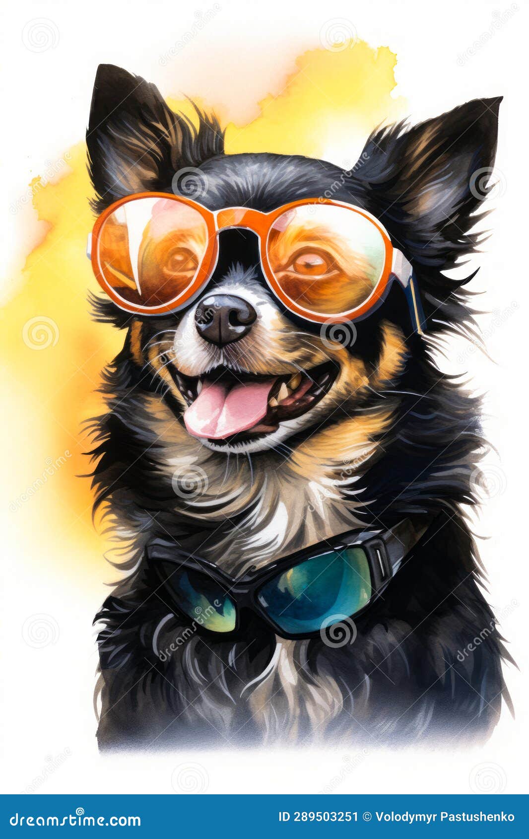 Dog Wearing Goggles and Collar with Collar. Generative AI Stock ...