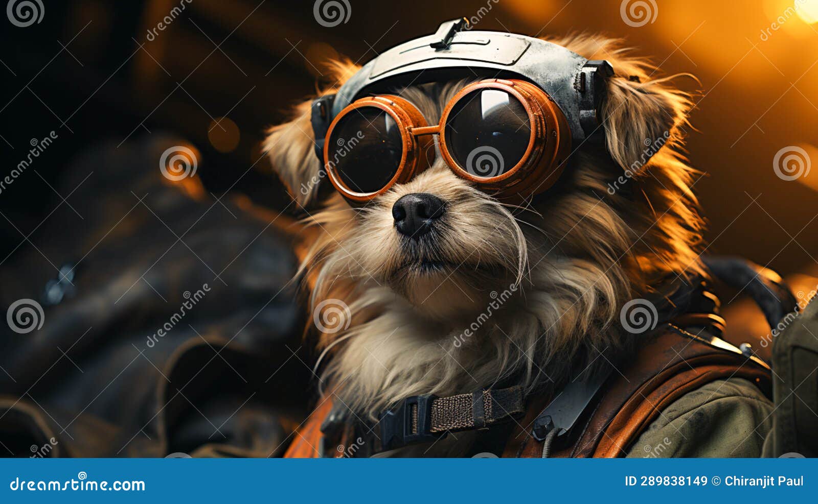 A Dog Wearing Goggles and Vest Stock Illustration - Illustration of ...