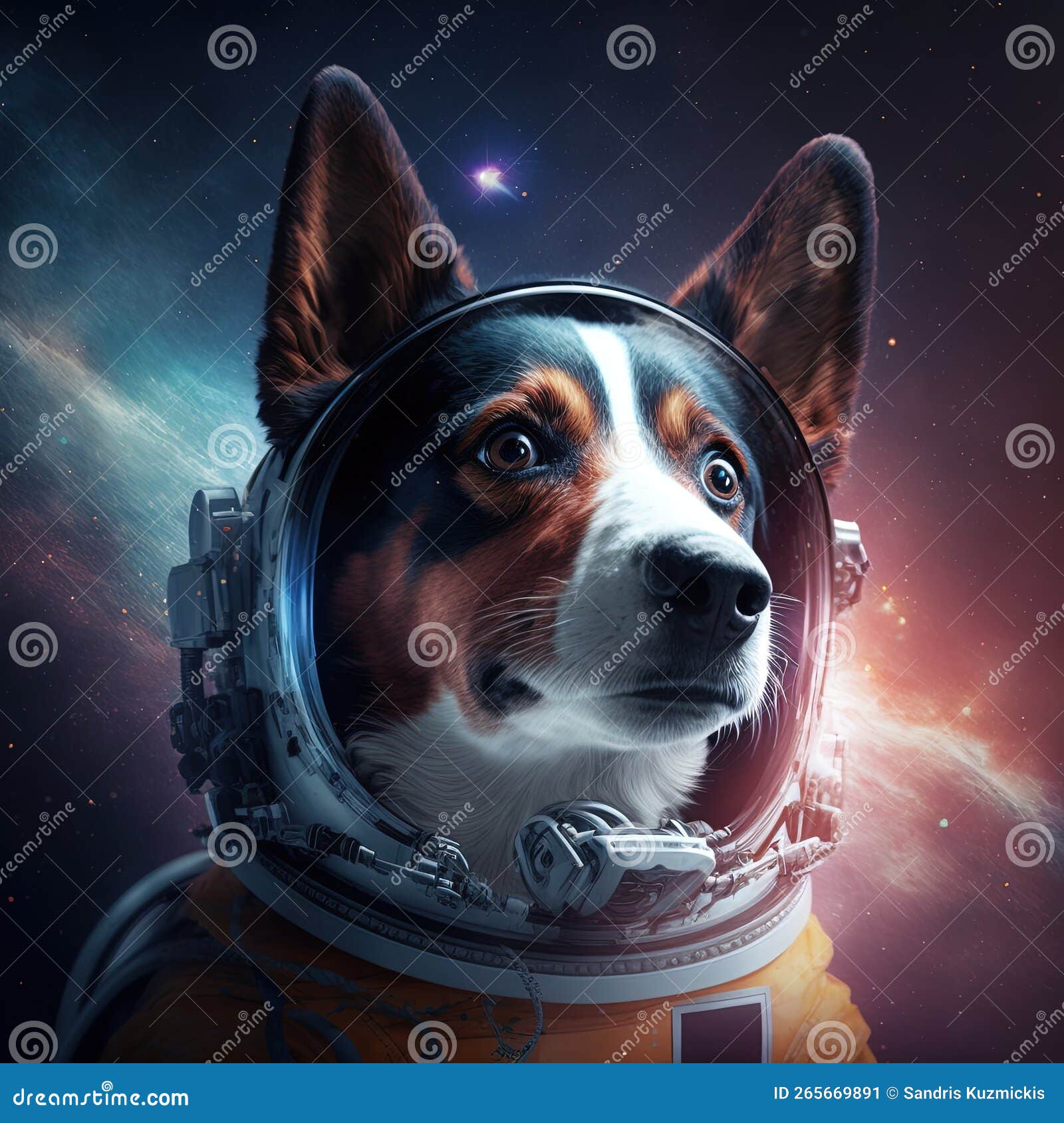 A Dog Wearing a Space Suit. Generative AI Stock Illustration ...