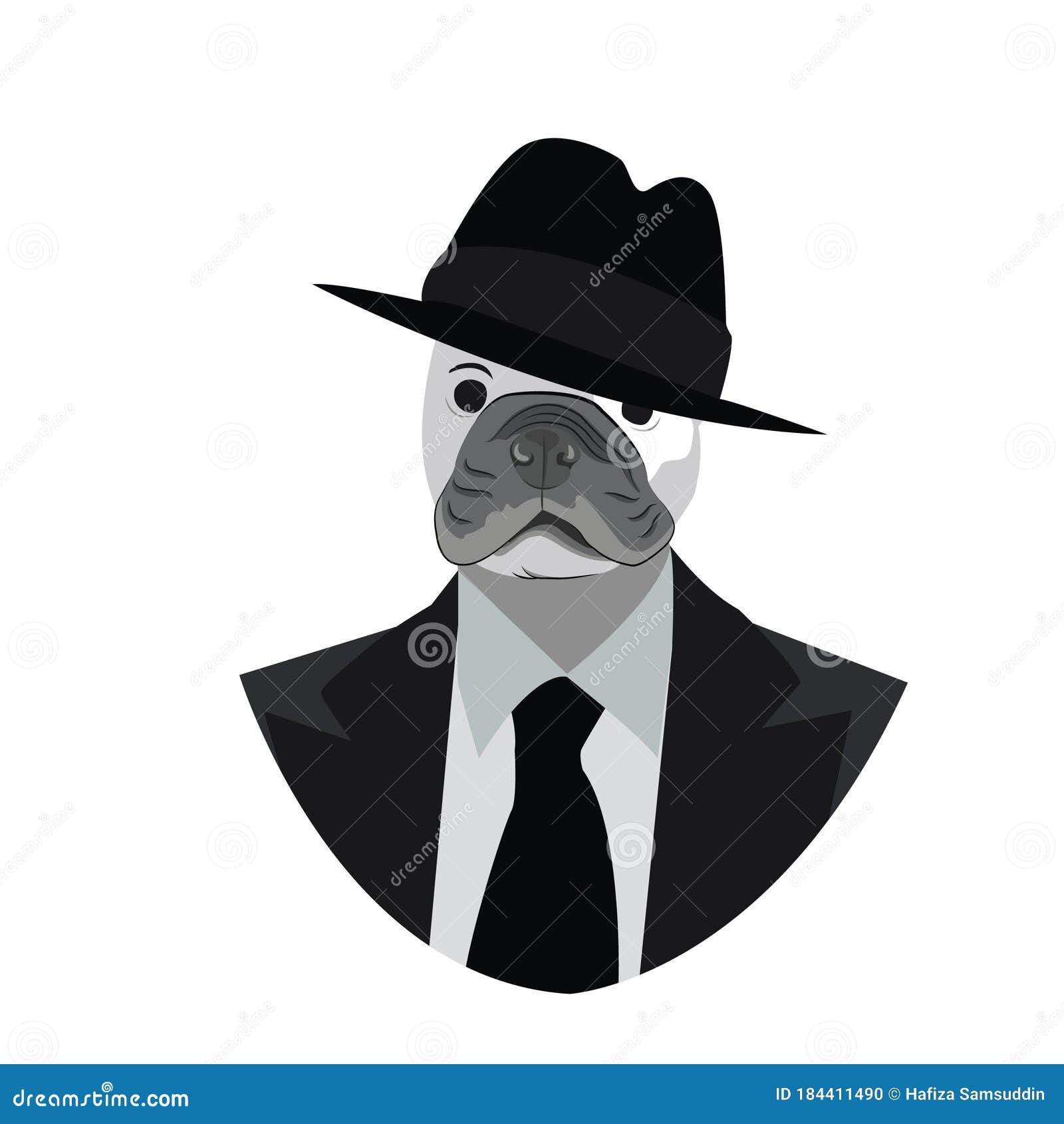 Dog Wearing Suit and Hat. Vector Illustration Decorative Background ...