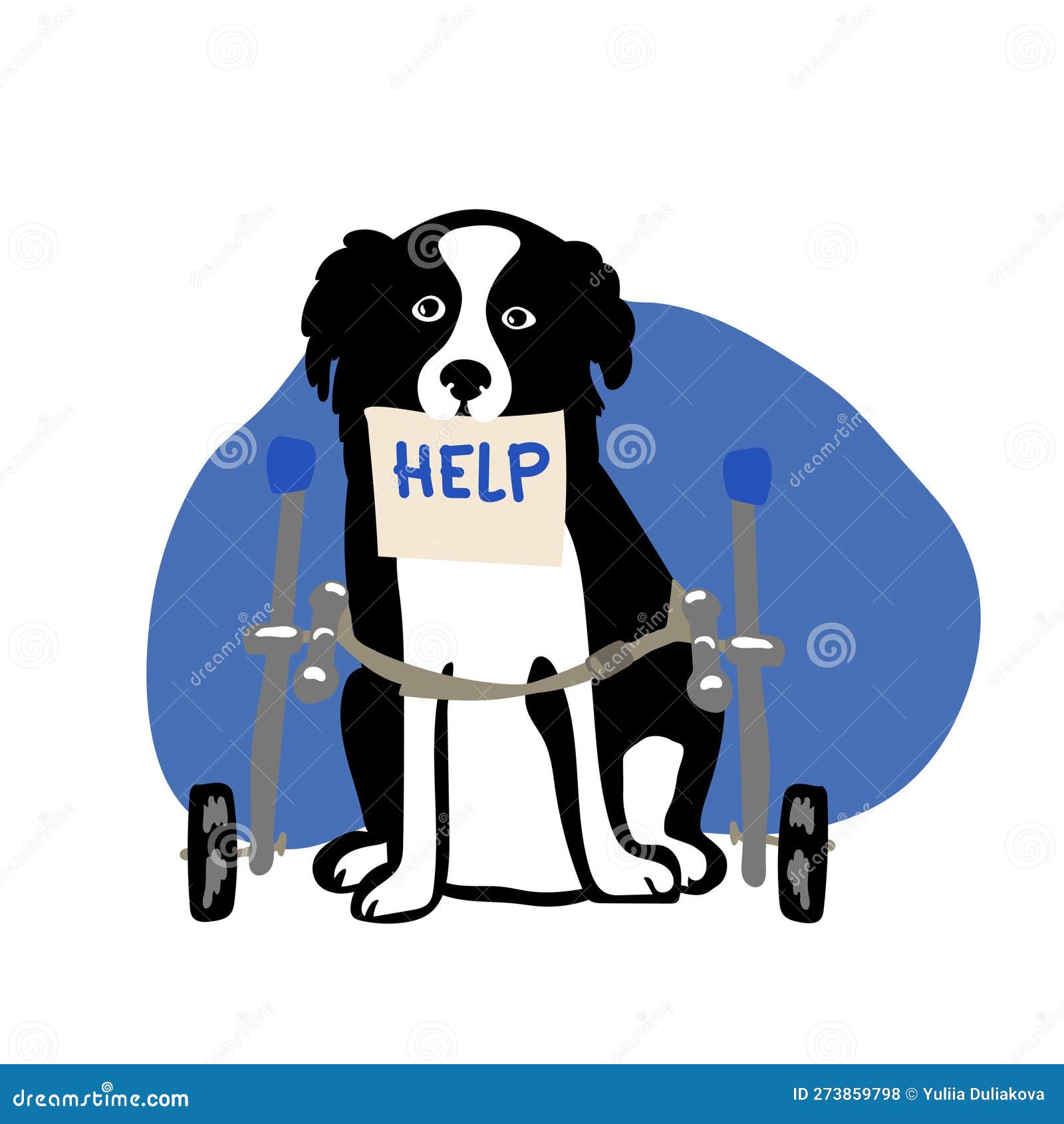 Dog in a Wheelchair for the Hind Paws. Vector Illustration in a Flat ...