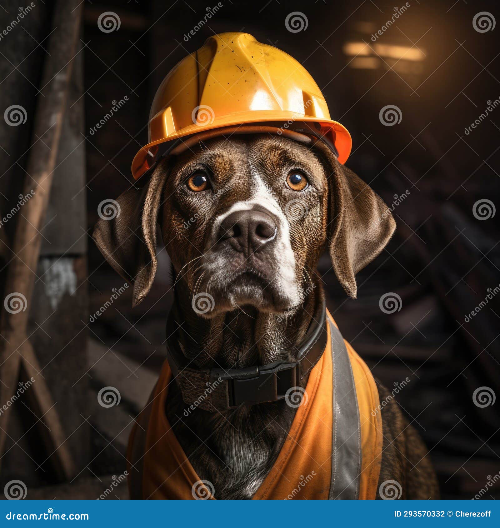 Dog in a Construction Helmet Stock Photo - Image of puppy, tool: 293570332