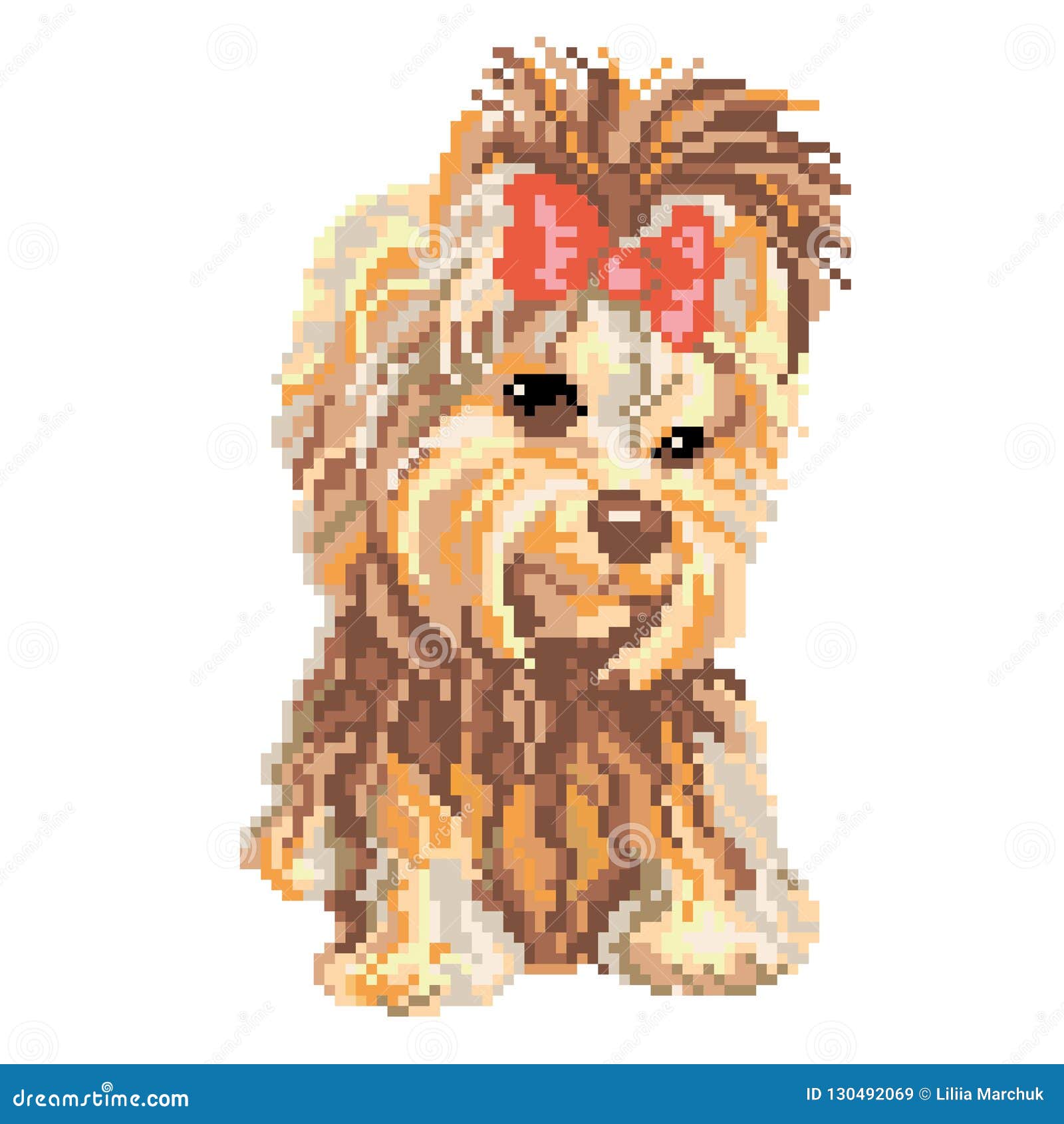 Yorkshire Terrier Dog Drawn in Squares, Pixel Gafica. the Design is ...