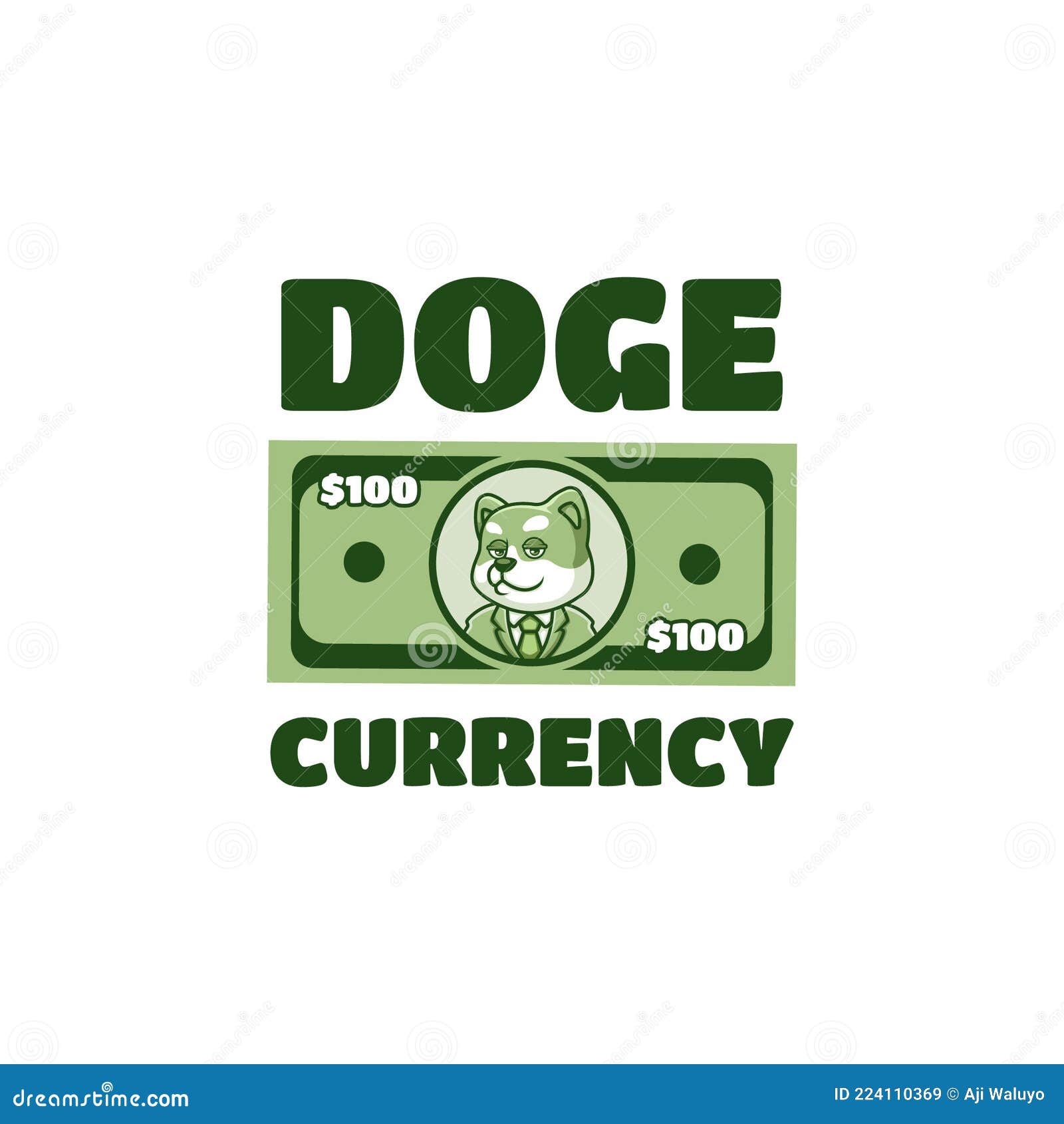 Doge Dollar Currency stock vector. Illustration of concept - 224110369
