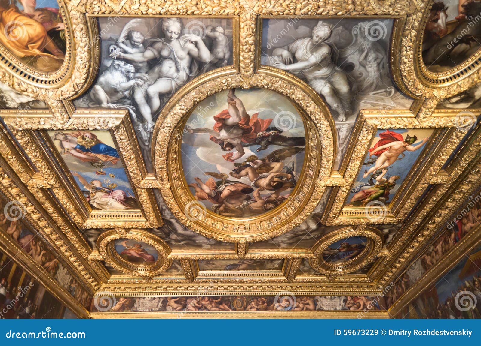 Doge palace ceiling stock image. Image of interior, magnificence - 59673229