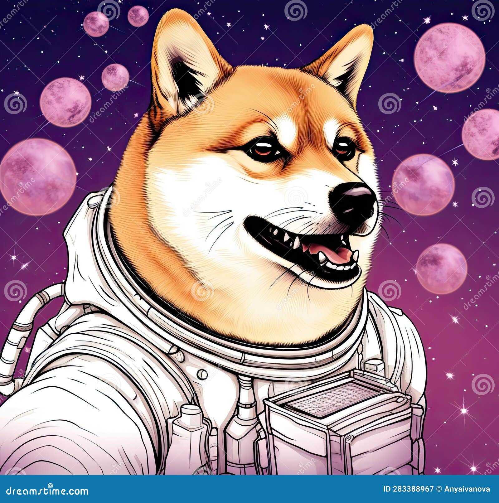A Doge in a Space Suit with Planets in the Background. Generative AI ...