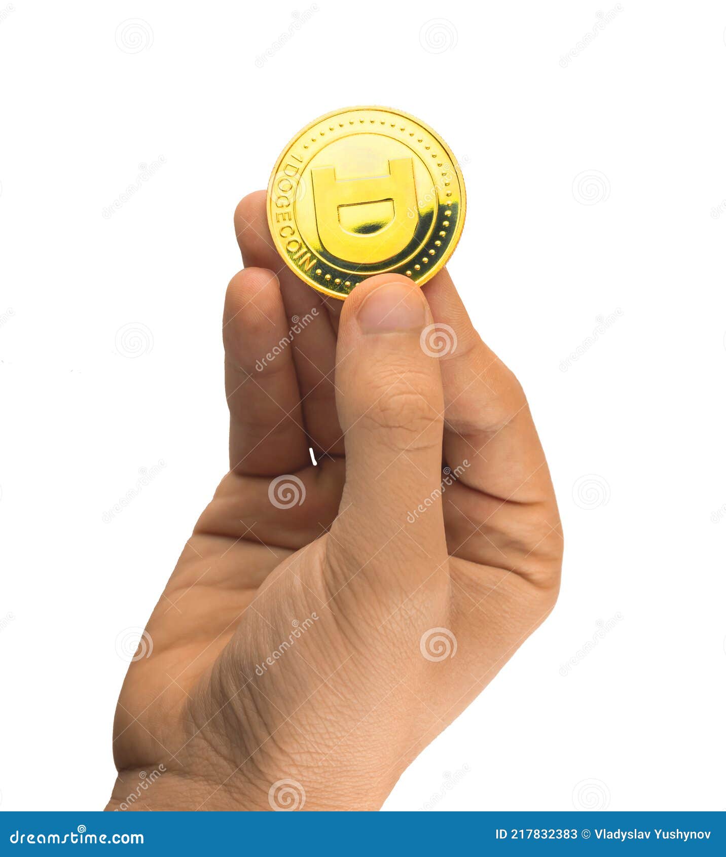 1 Dogecoin in Hand Isolated on White Background Editorial Stock Photo ...