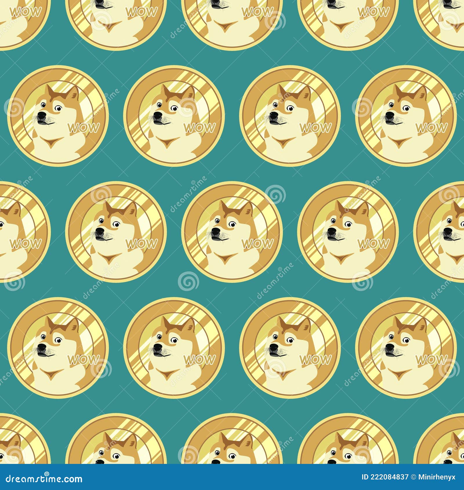 Dogecoin Pattern on Turquoise Background Editorial Photography ...