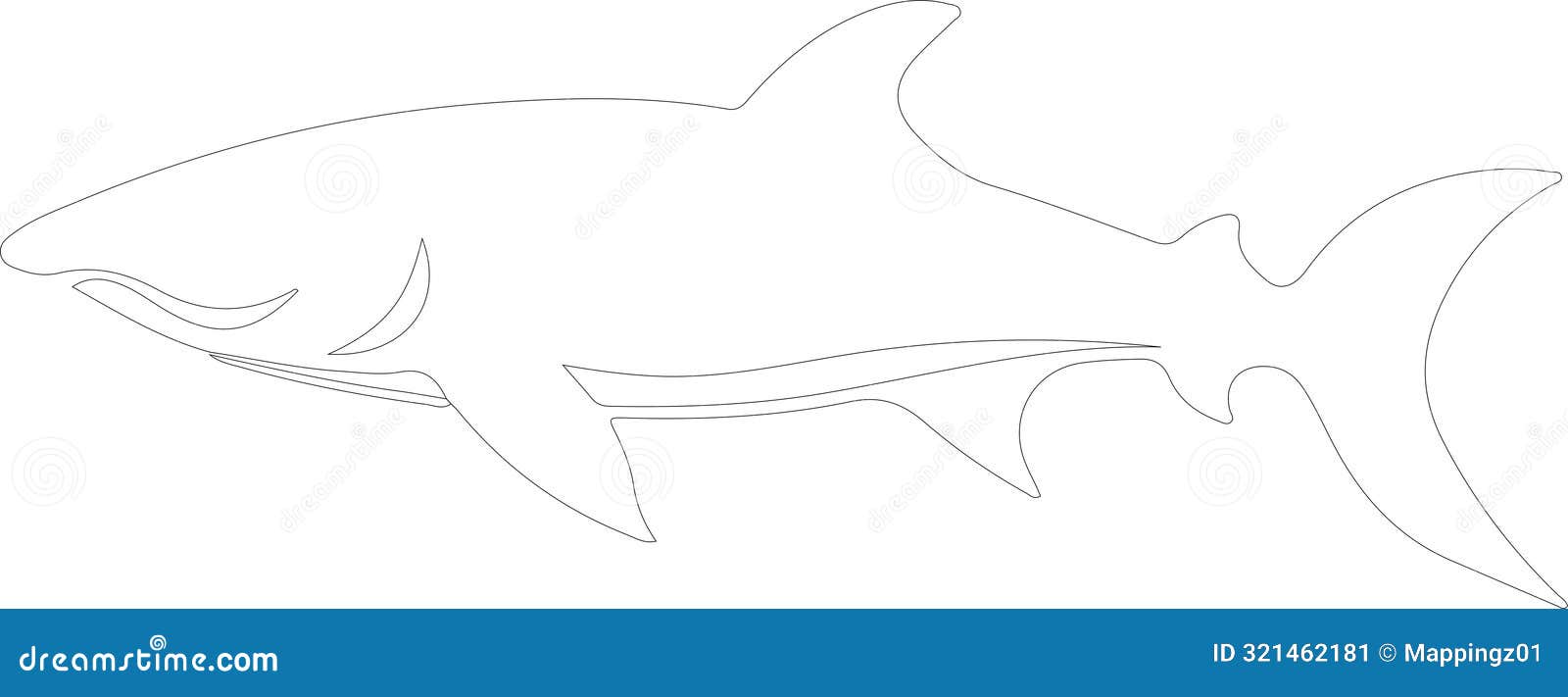 Dogfish Outline Silhouette Generative Ai Cartoon Vector | CartoonDealer ...