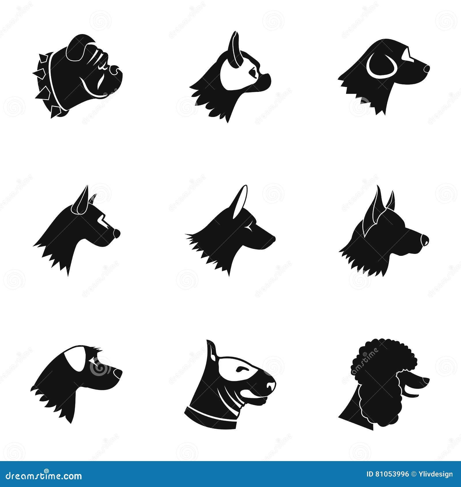 Doggy Icons Set, Simple Style Stock Vector - Illustration of hunter ...
