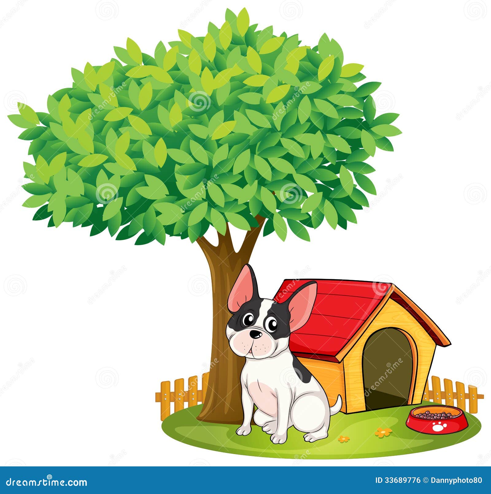 A Doghouse And A Dog Under A Tree Stock Vector - Illustration of home ...
