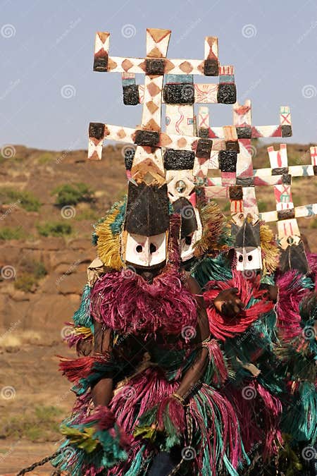 Dogon dancers in a row editorial photo. Image of decoration - 18107091