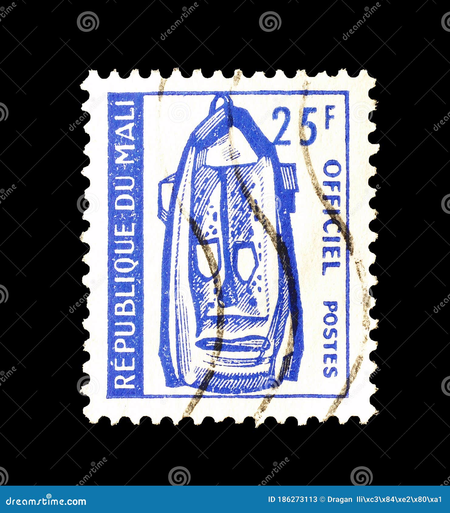 Dogon Mask on Postage Stamp Editorial Stock Photo - Image of circa ...