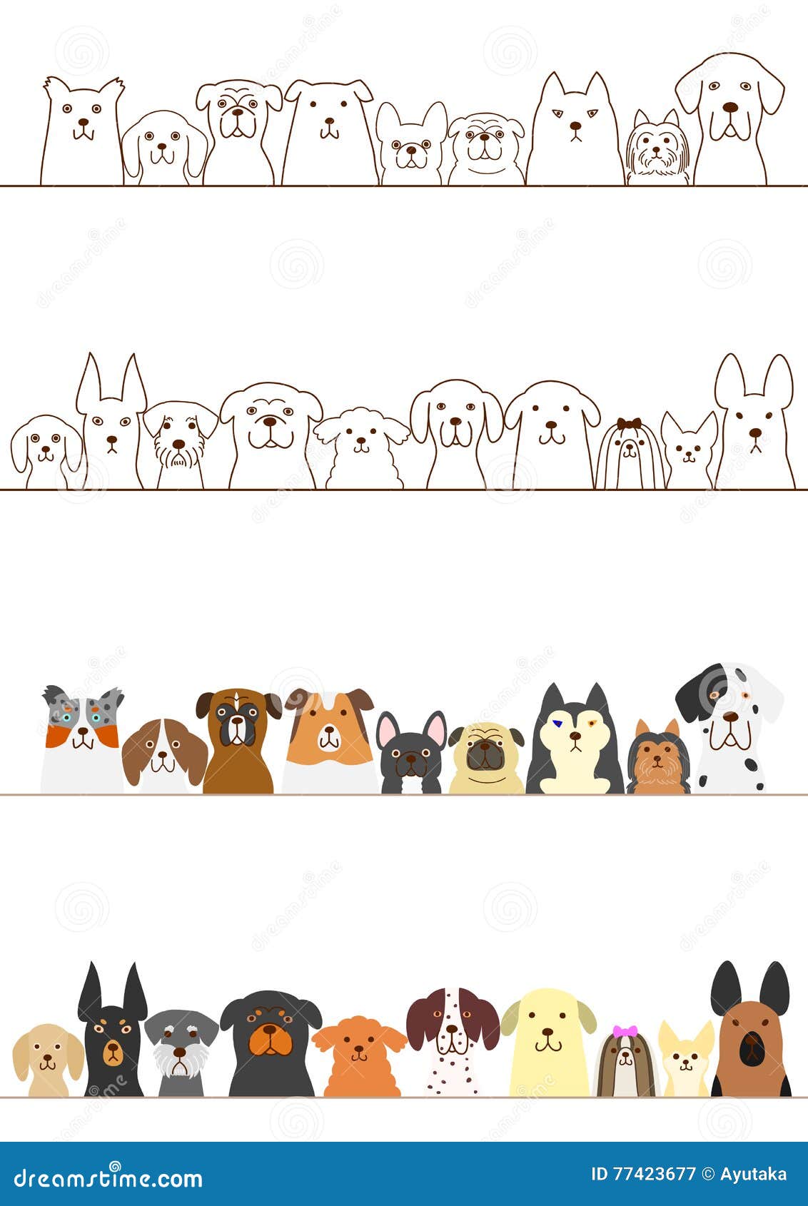 Dogs border set stock vector. Illustration of animals - 77423677