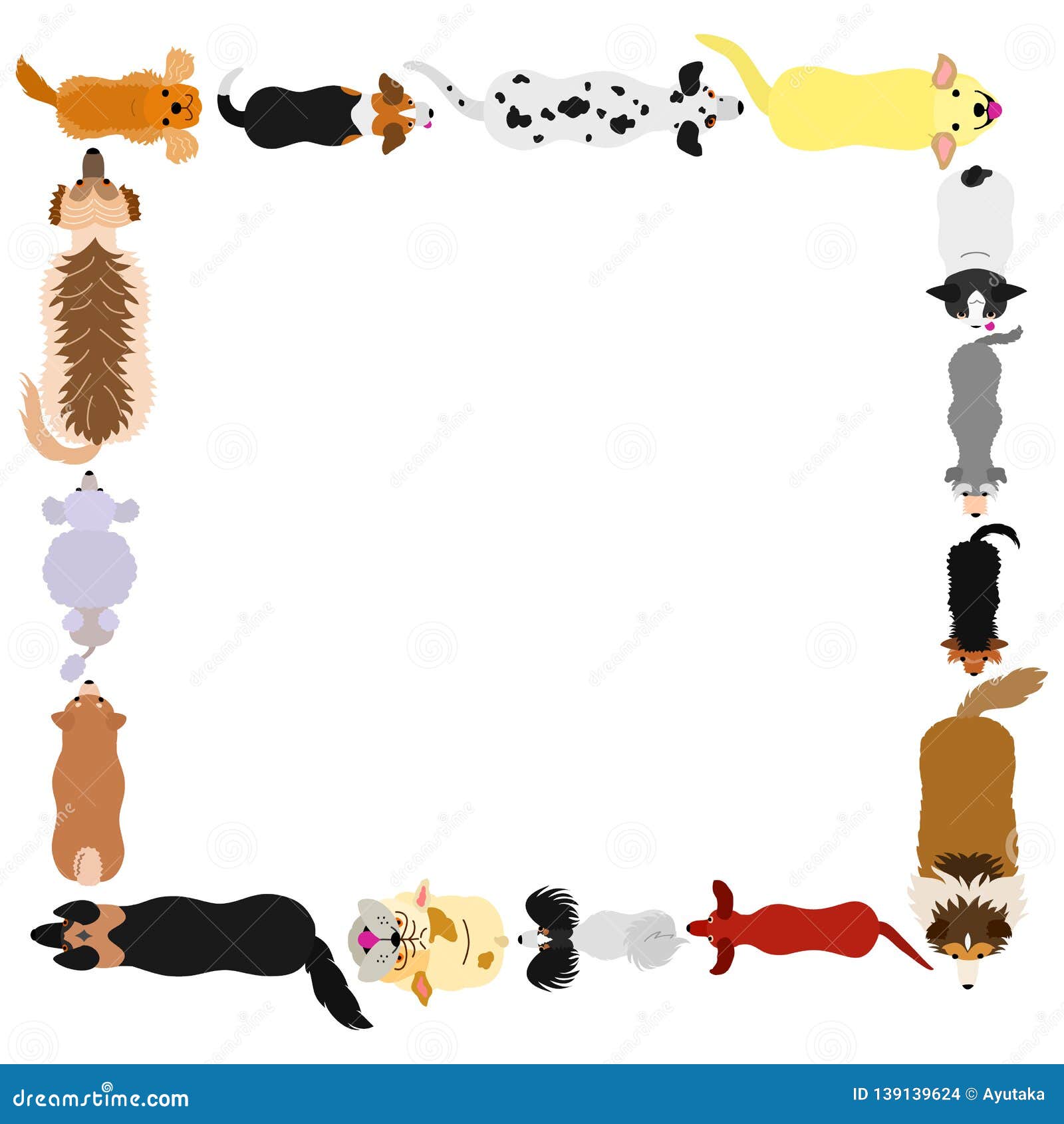 Dogs breed top view square stock vector. Illustration of frame - 139139624
