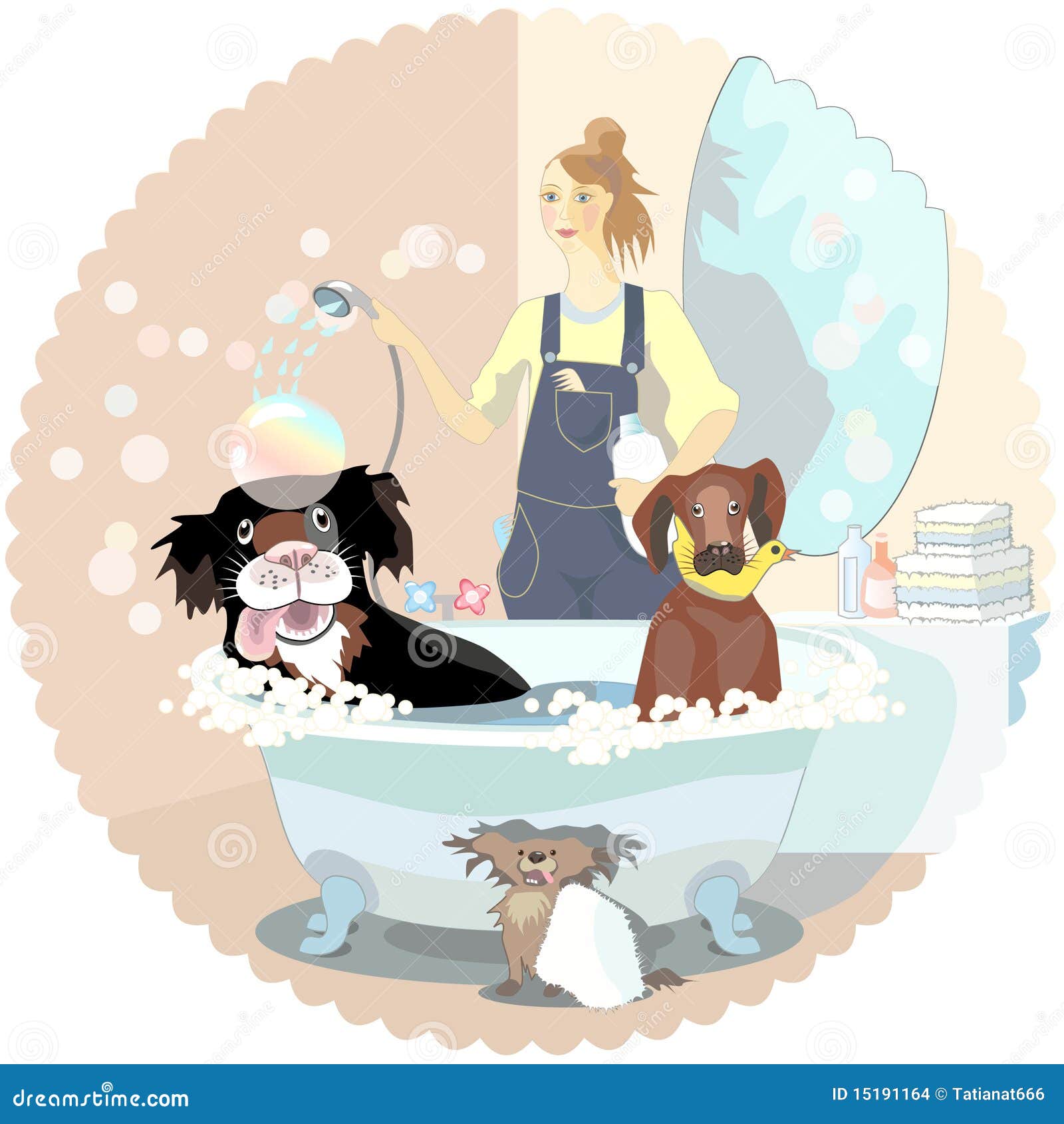 Dogs cleaner stock vector. Illustration of foam, postcard - 15191164