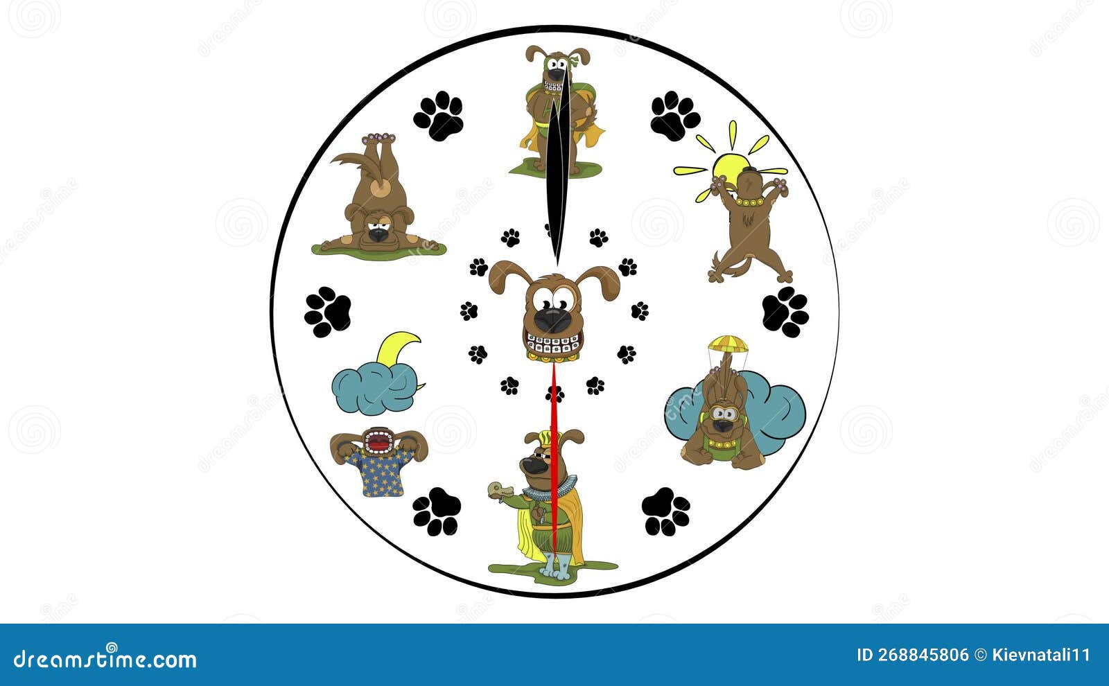 Dogs Clock Face Background. One Minute Stock Footage - Video of ...