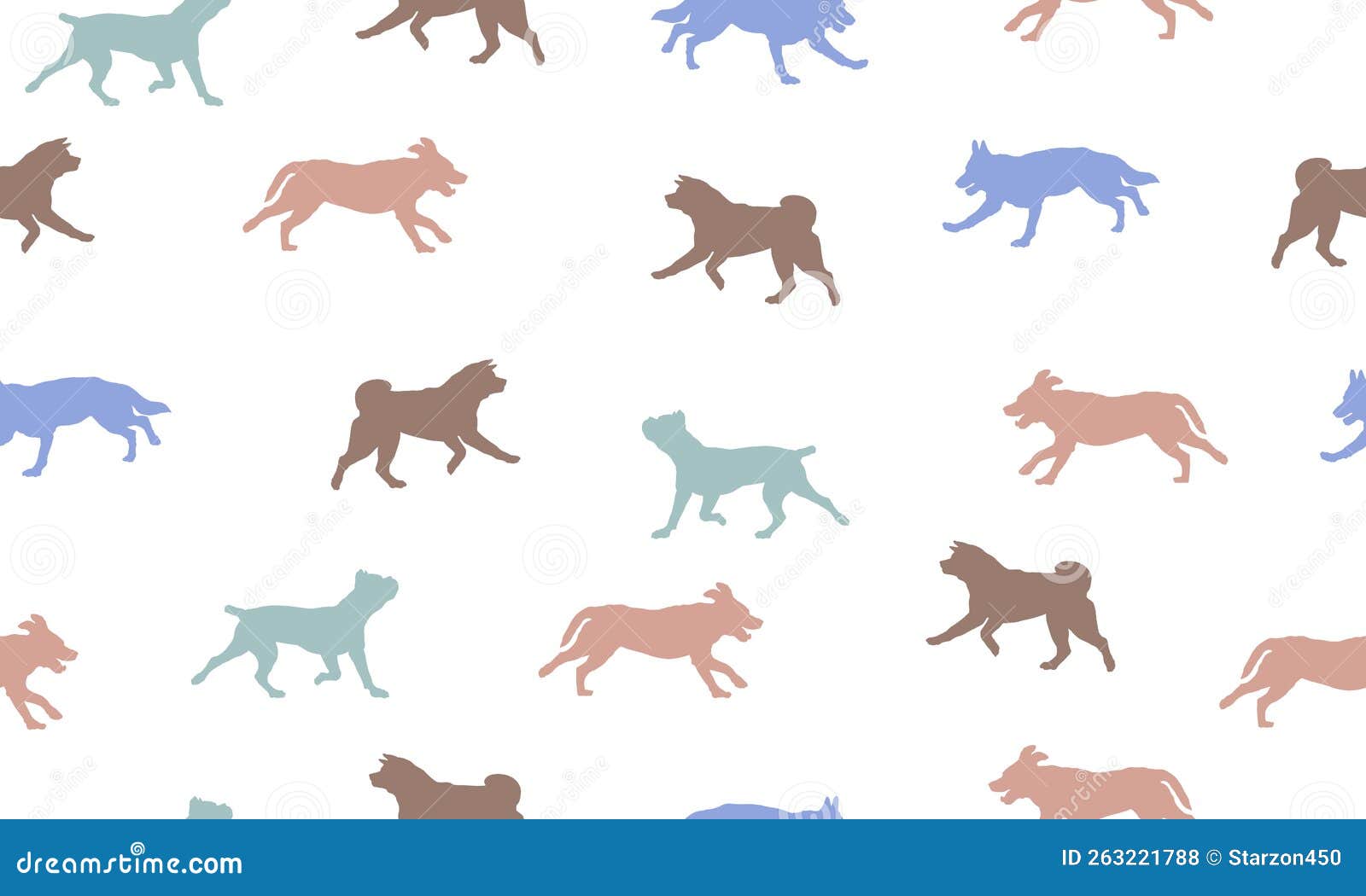 Dogs Different Colors Isolated on a White Background. Seamless Pattern ...