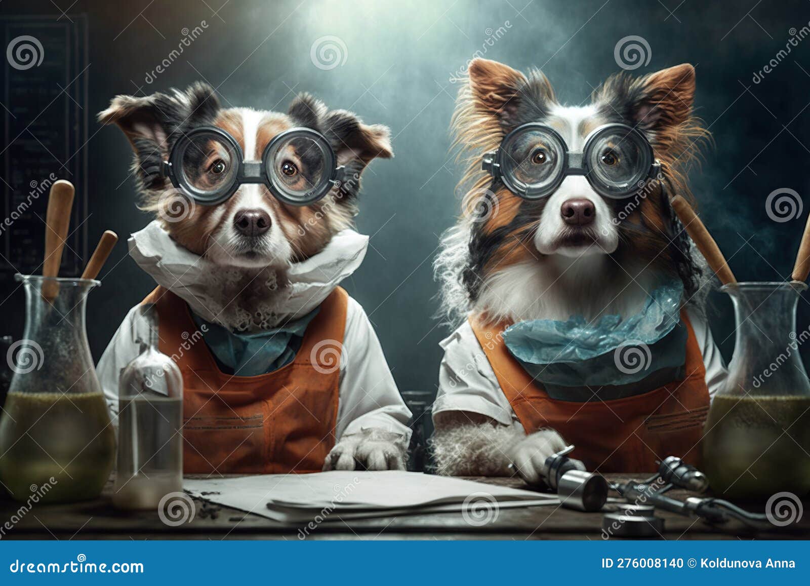 Dogs Dressed As Scientists Doing Experiment, Created with Generative AI ...