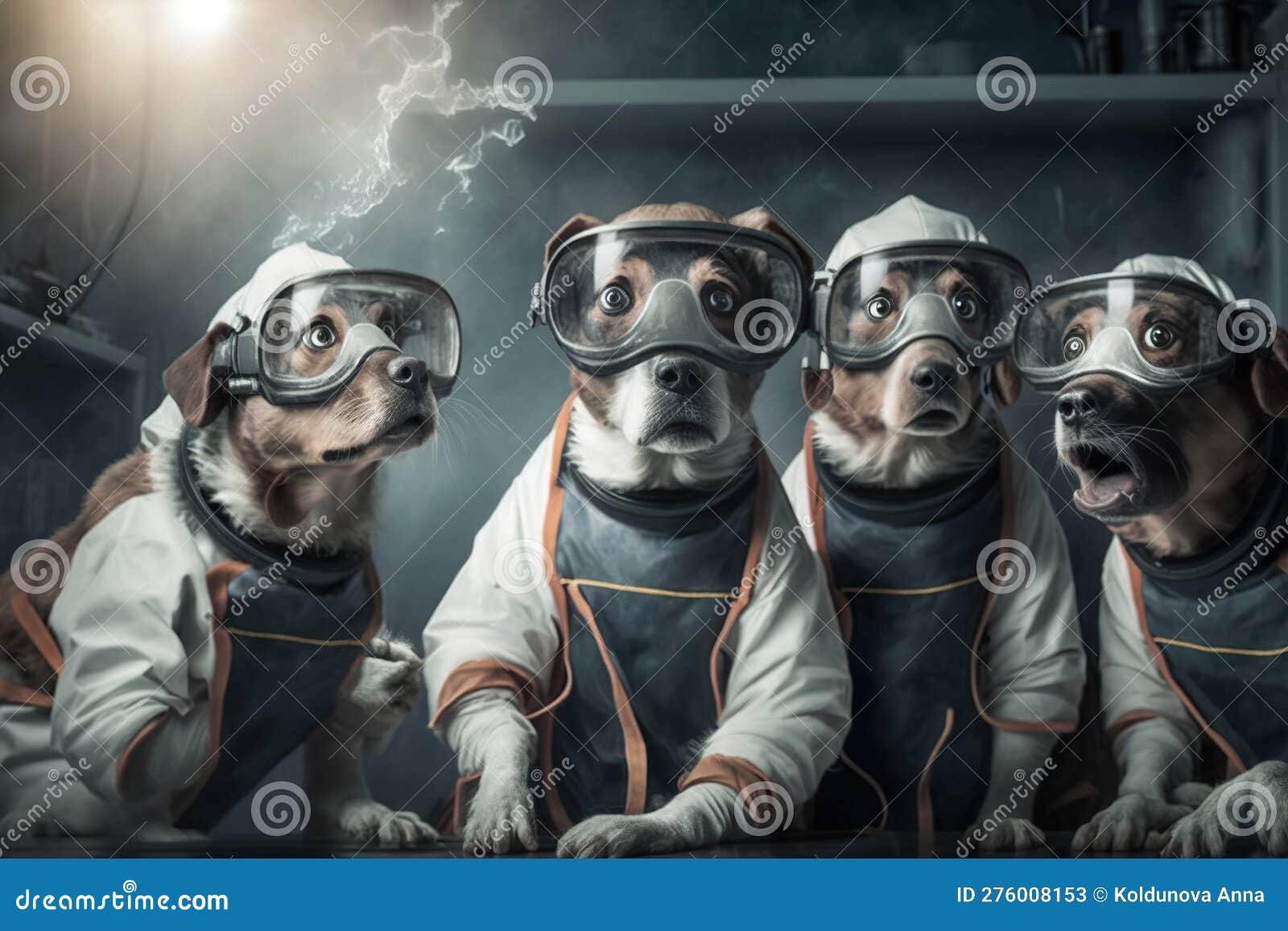 Dogs Dressed As Scientists Doing Experiment, Created with Generative AI ...