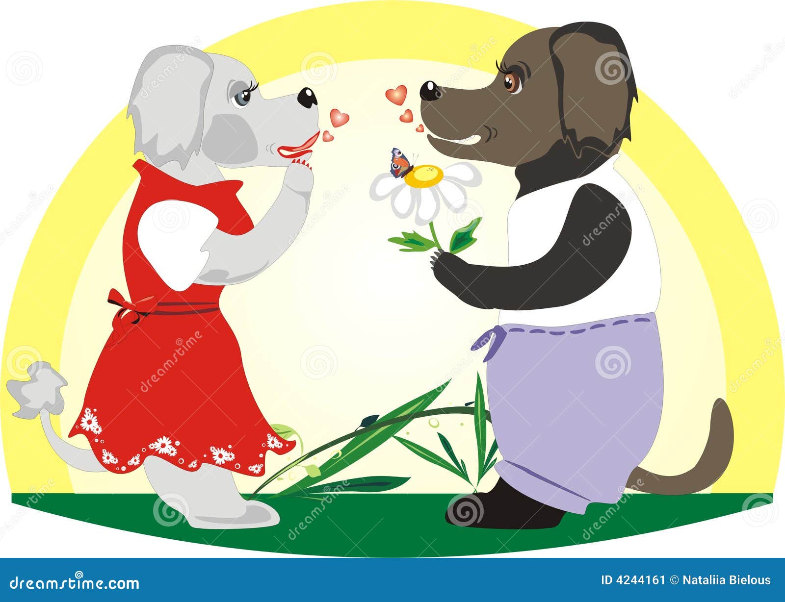 Dogs. Falling in love stock vector. Illustration of element - 4244161