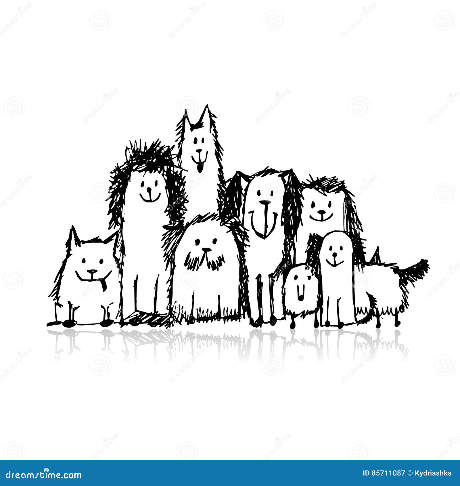 Dogs Family, Sketch for Your Design Stock Vector - Illustration of ...