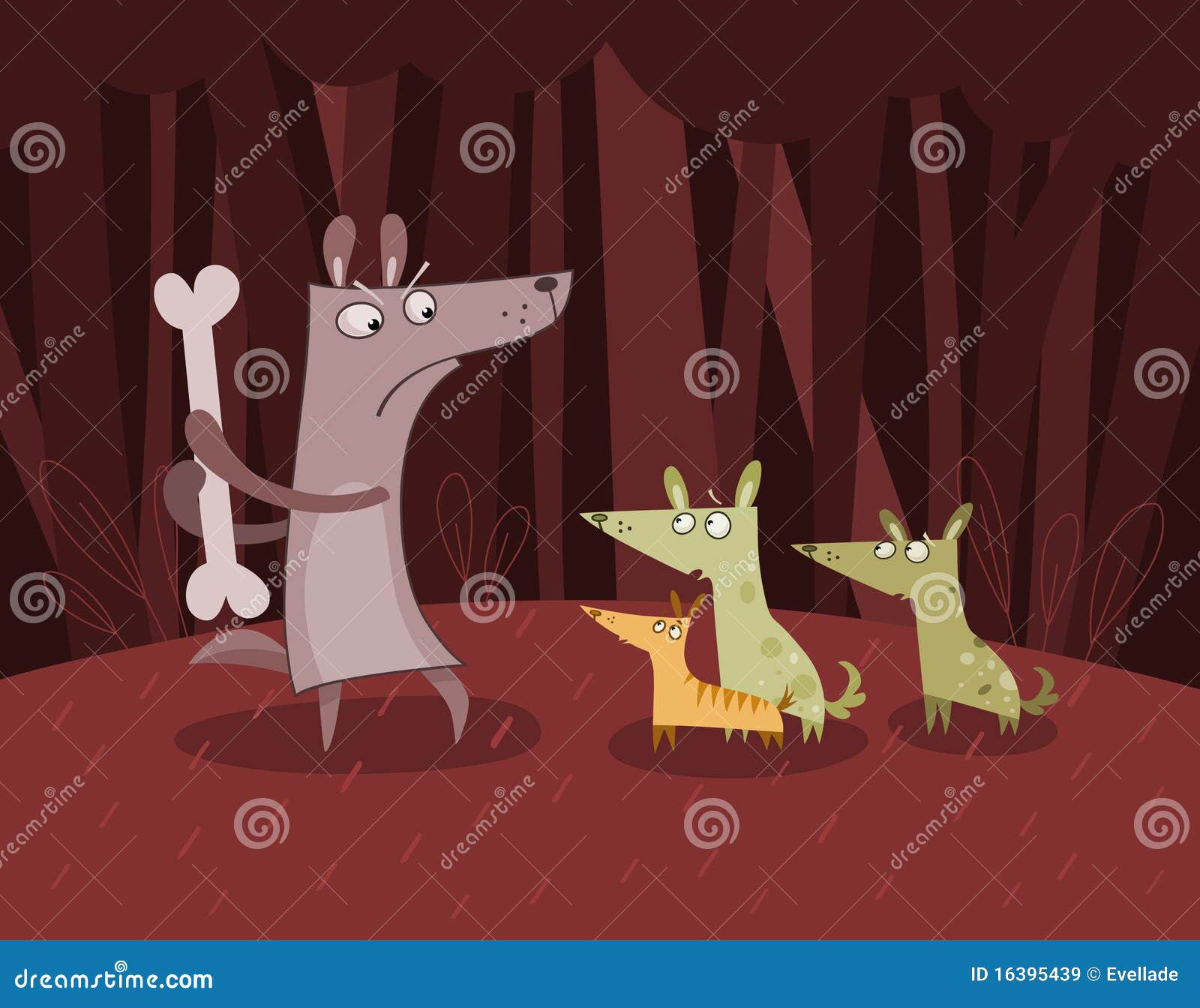Dogs in the forest stock vector. Illustration of poverty - 16395439