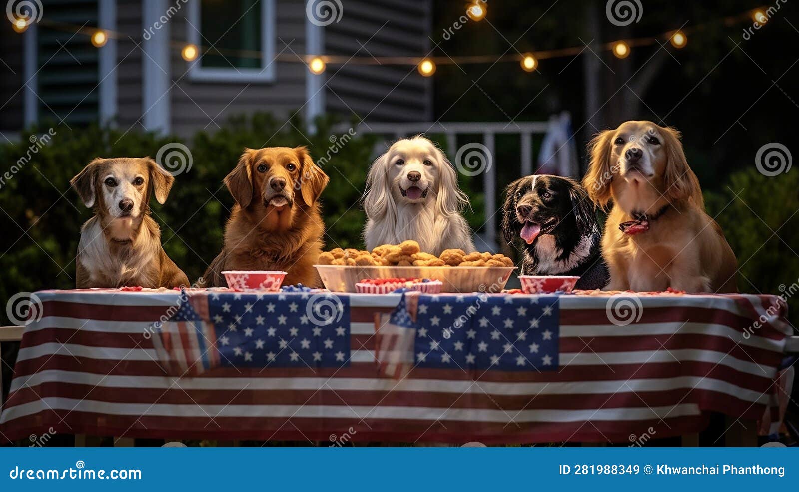 Dogs Having Fourth of July Party, Generative AI Stock Illustration ...