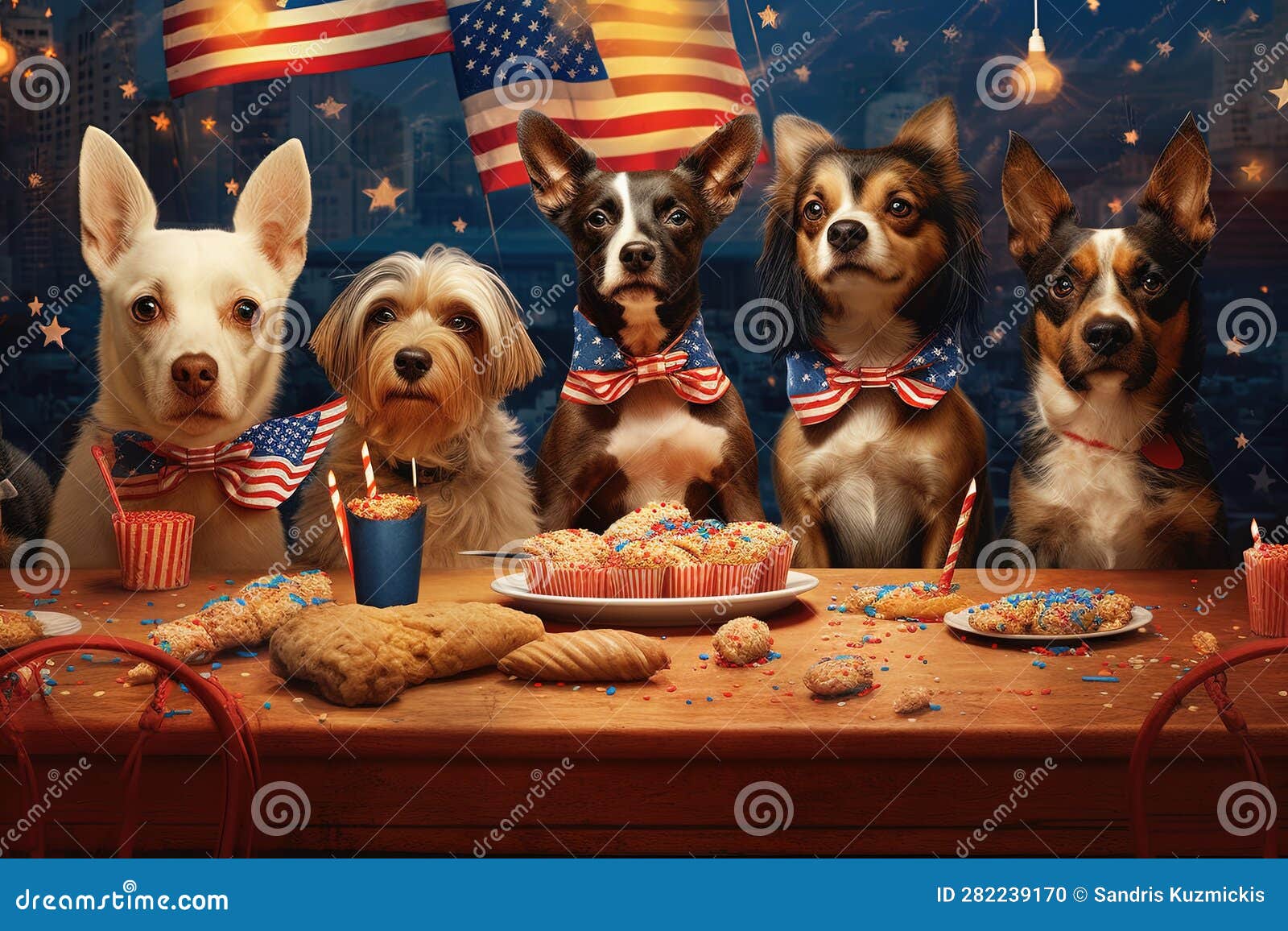 Dogs Having Fourth of July Party. Generative AI Stock Illustration ...
