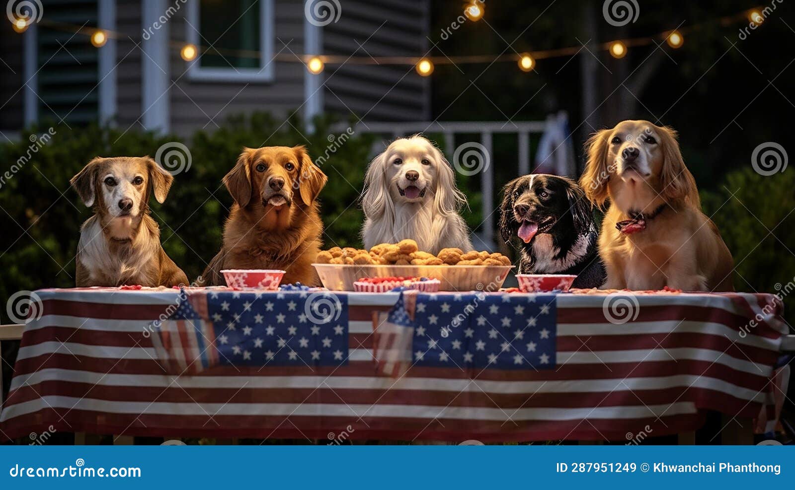 Dogs Having Fourth of July Party, Generative AI Stock Illustration ...