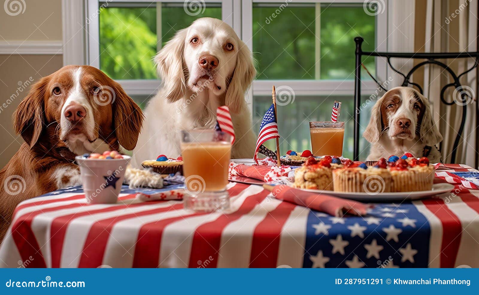 Dogs Having Fourth of July Party, Generative AI Stock Illustration ...