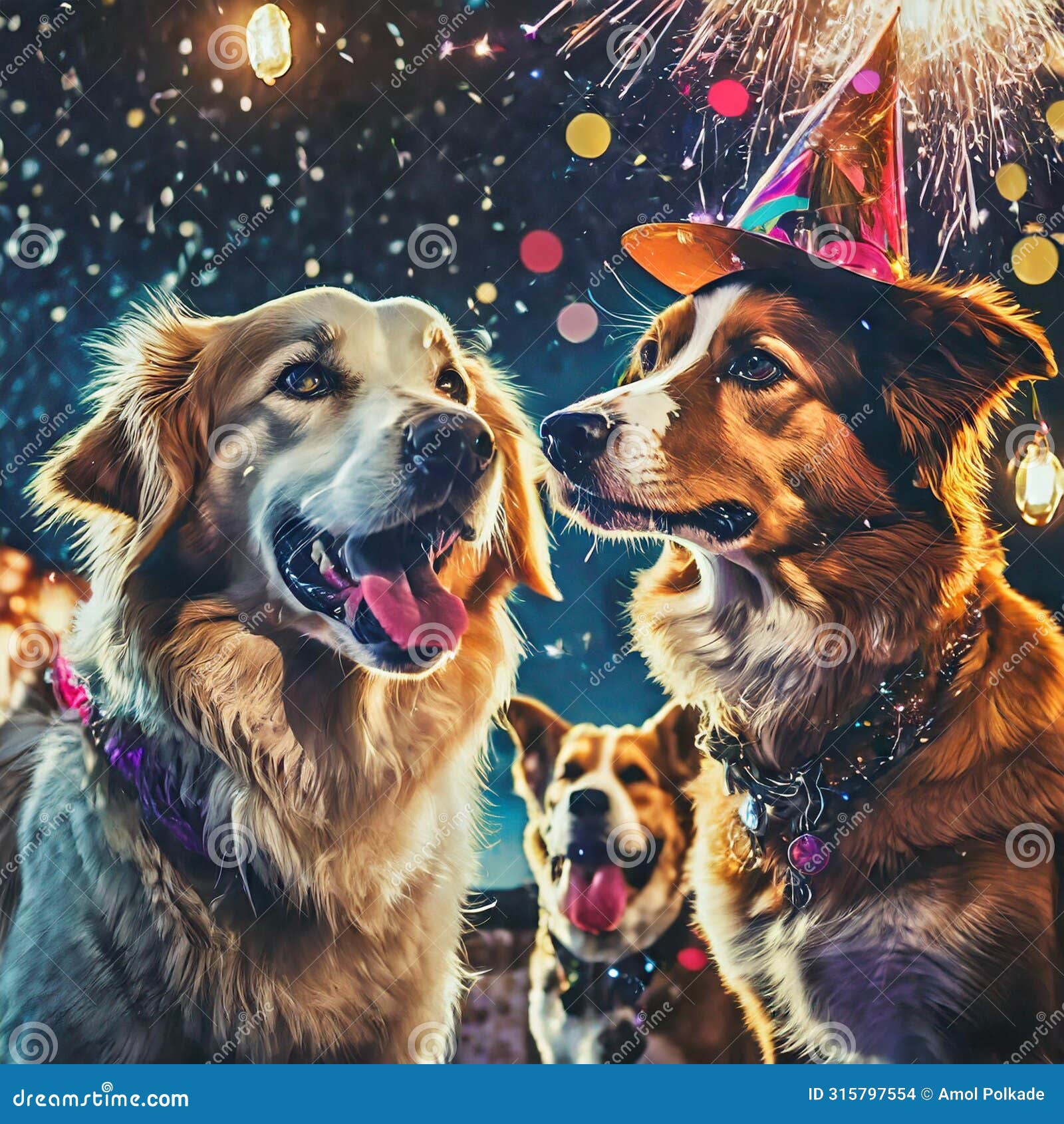 Dogs Having Fun on a Party Time Stock Photo - Image of holiday, pooch ...