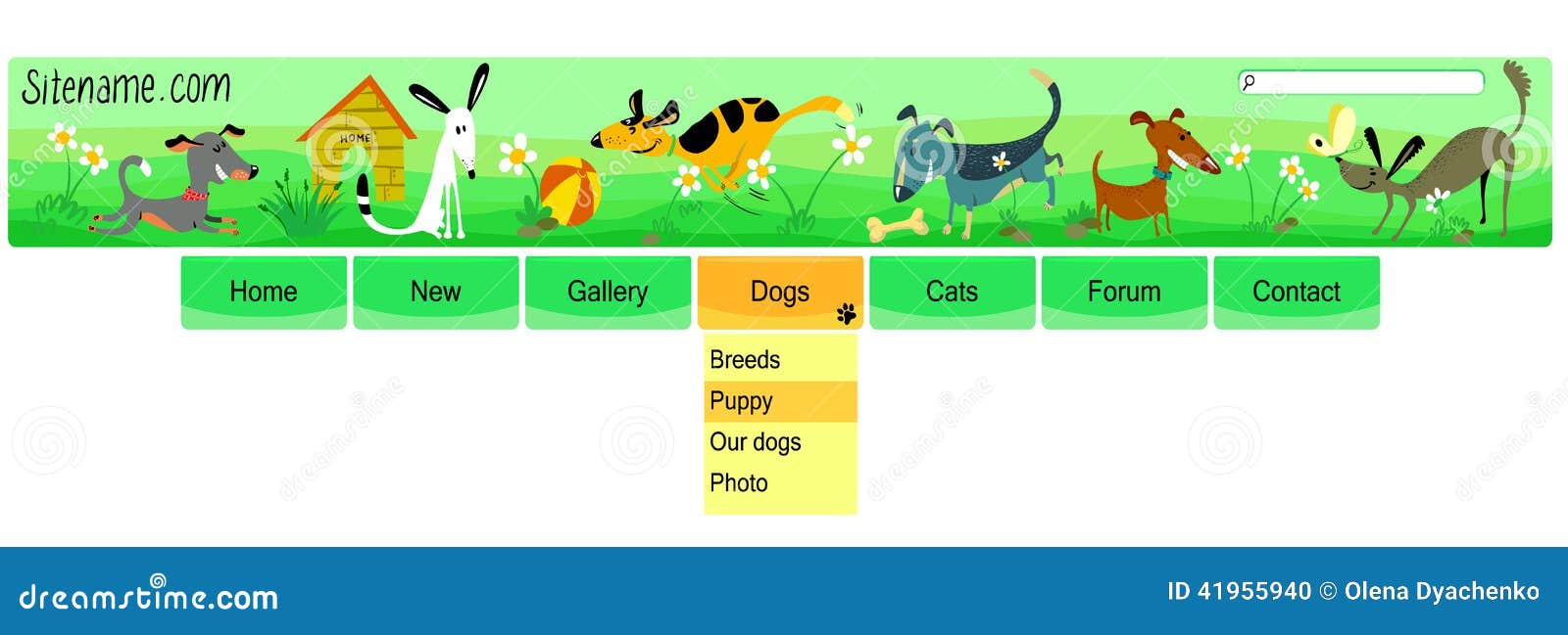 Dogs header stock vector. Illustration of landscape, graphic - 41955940