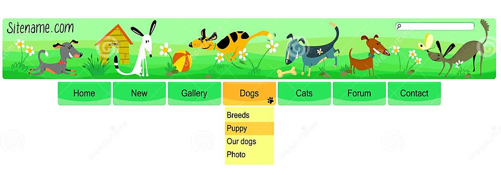 Dogs header stock vector. Illustration of landscape, graphic - 41955940