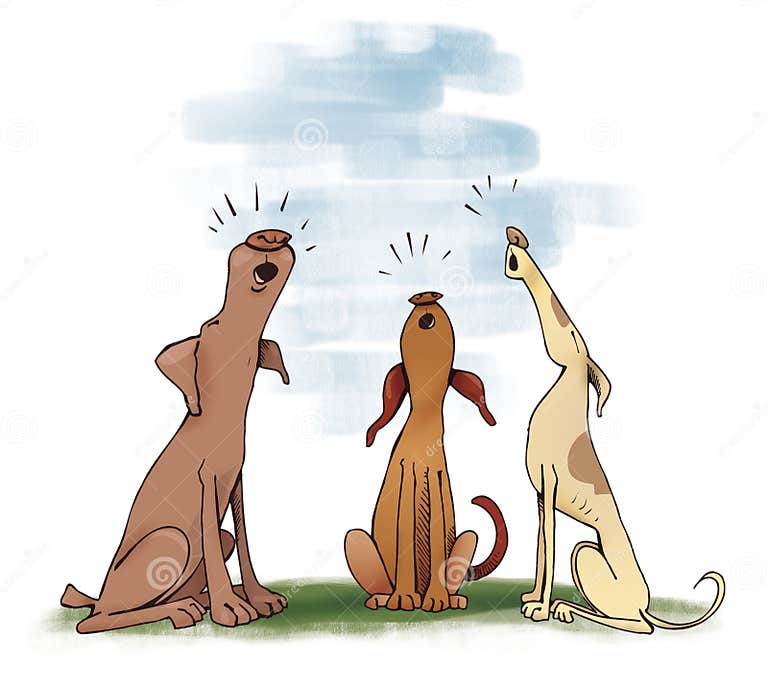 Dogs howling stock illustration. Illustration of dogs - 7476155