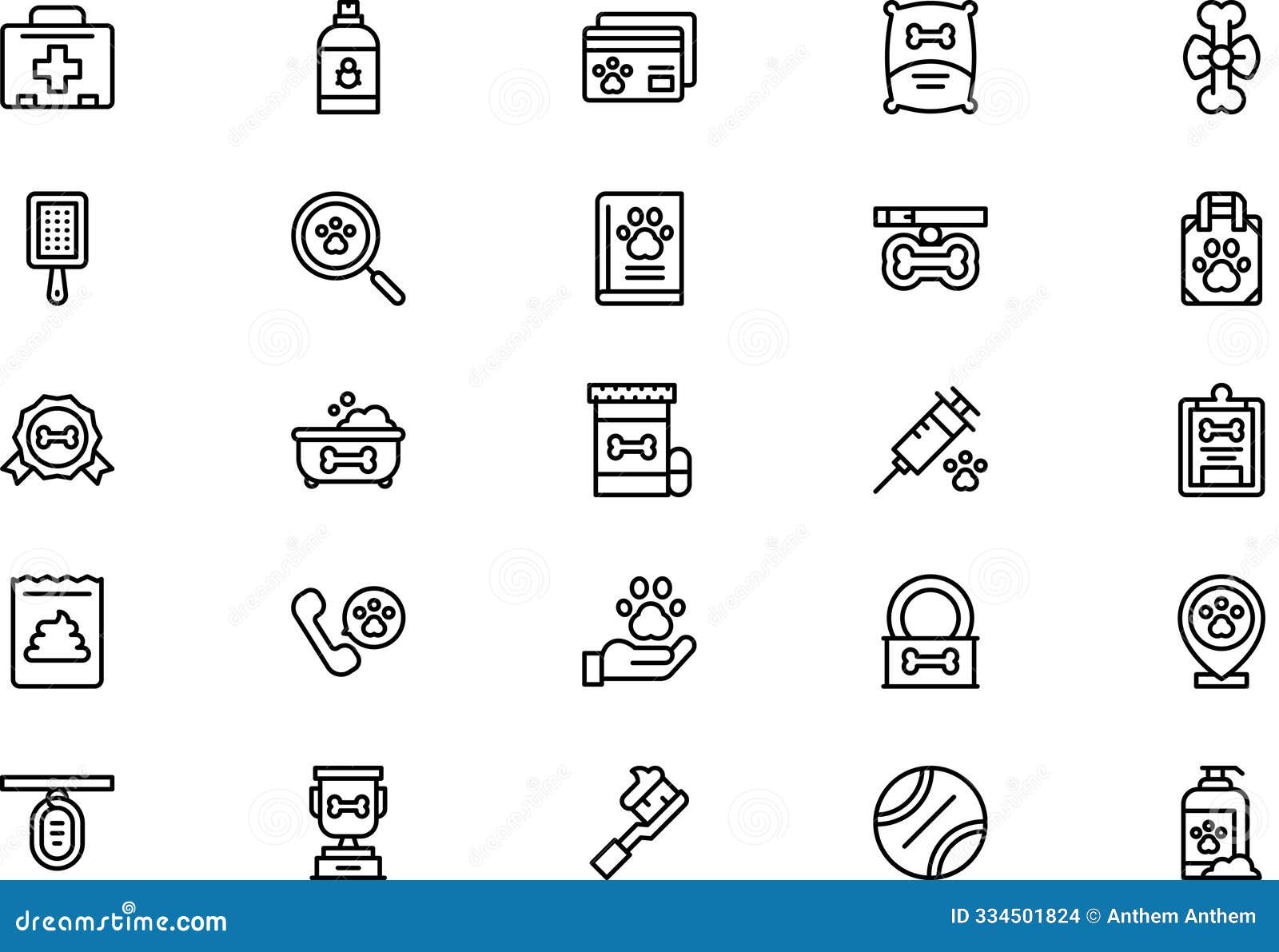 Dogs Icons Collection is a Vector Illustration with Editable Stroke ...