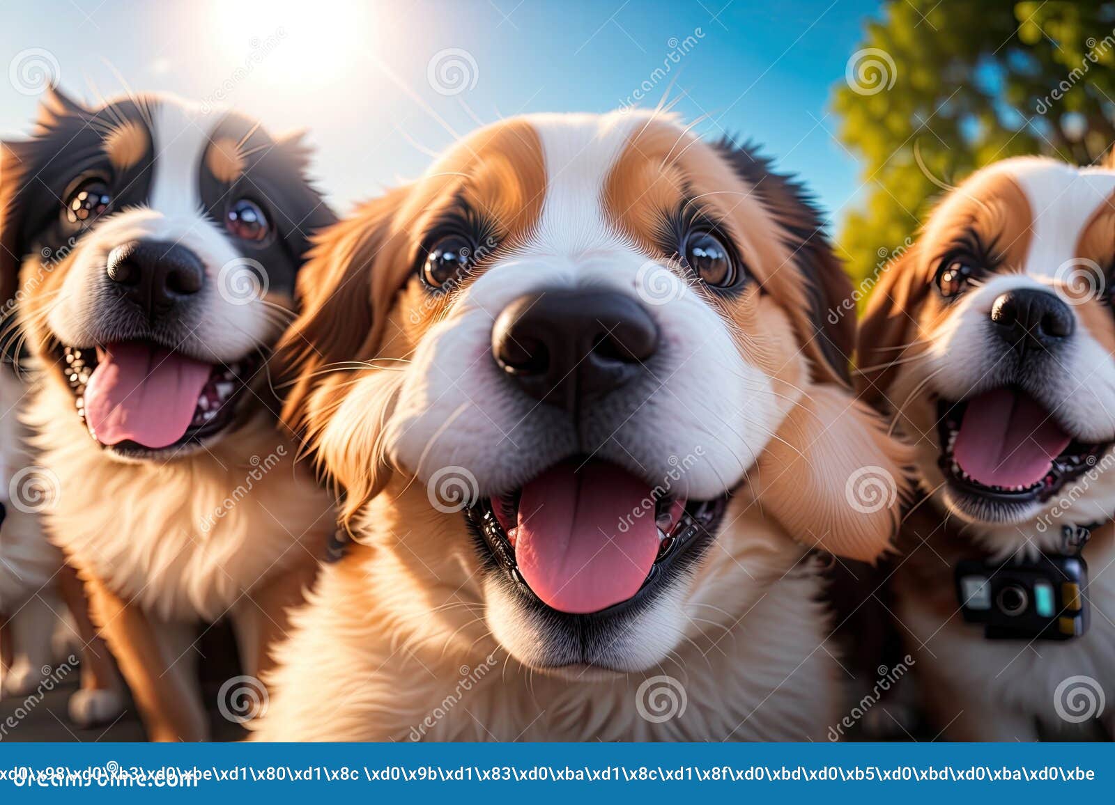 3 Dogs Looking at the Camera, Wide Angle Portrait Ai Generative Stock ...