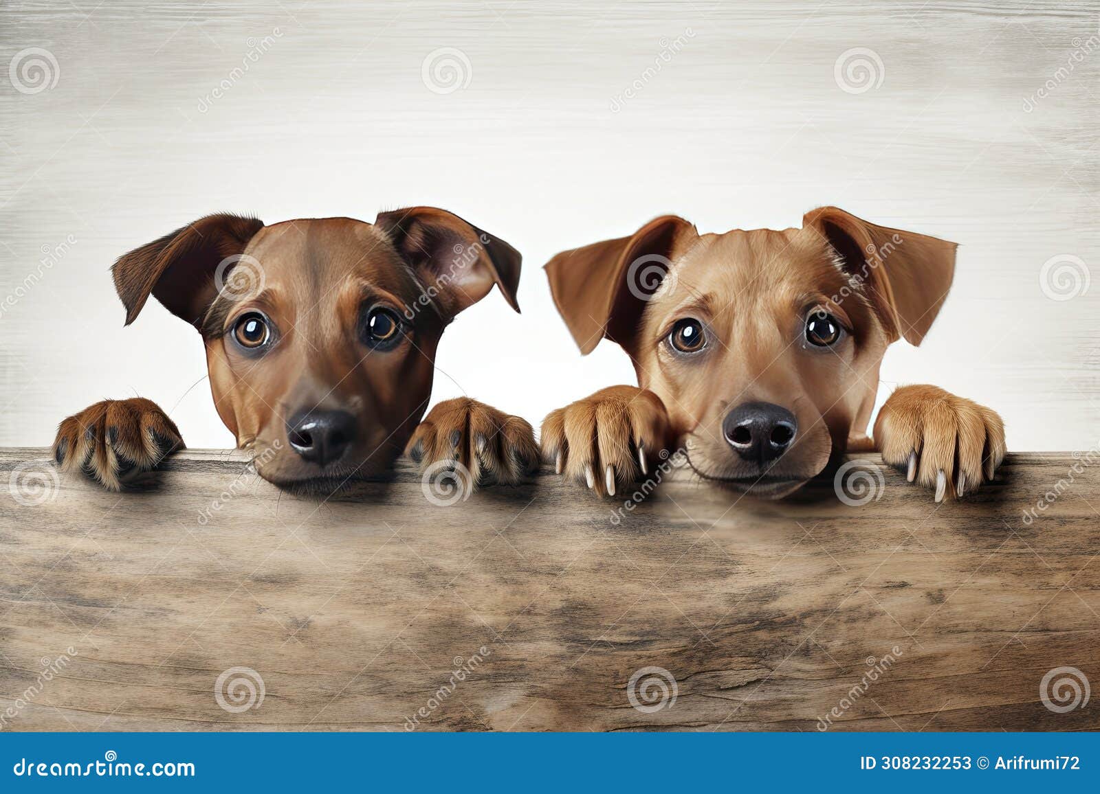 Dogs Peeking Eyes and Paws Over White Web Banner Stock Illustration ...