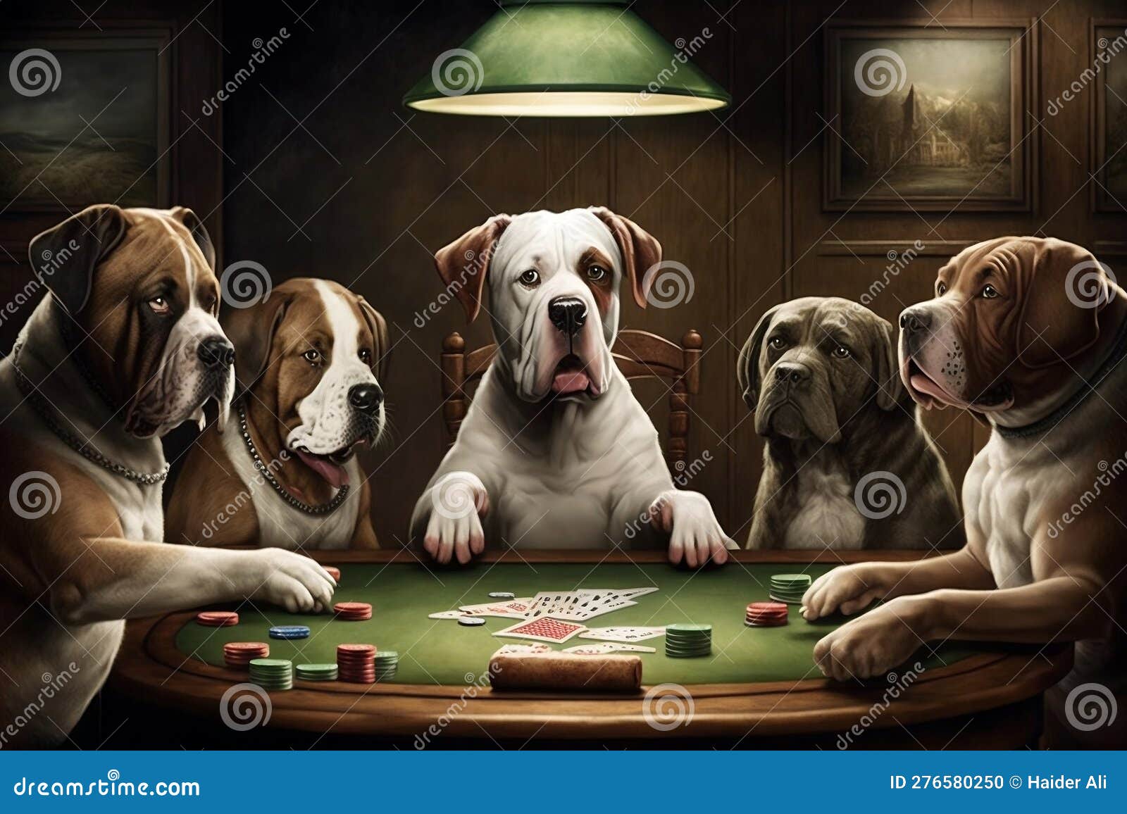 Dogs Playing Poker in a Cozy Atmosphere. Generative AI Stock ...
