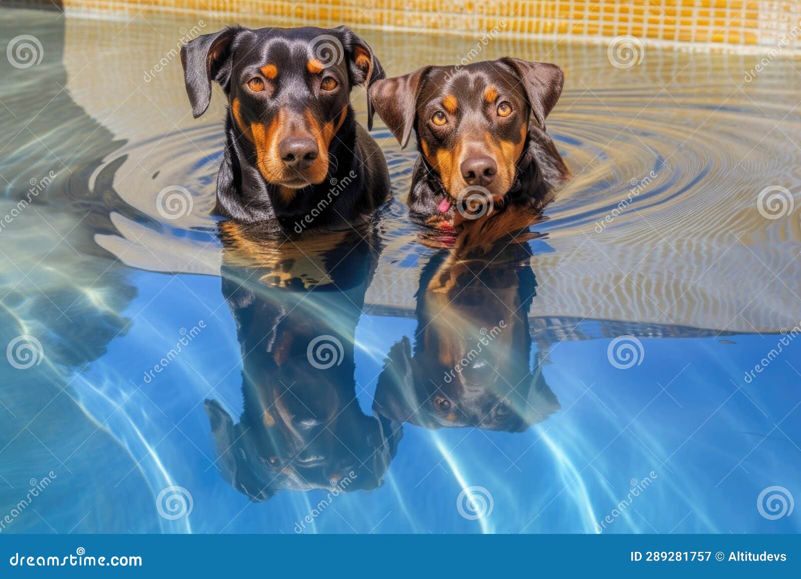 Dogs Reflection in Pool Water with Ripples Stock Image - Image of ...