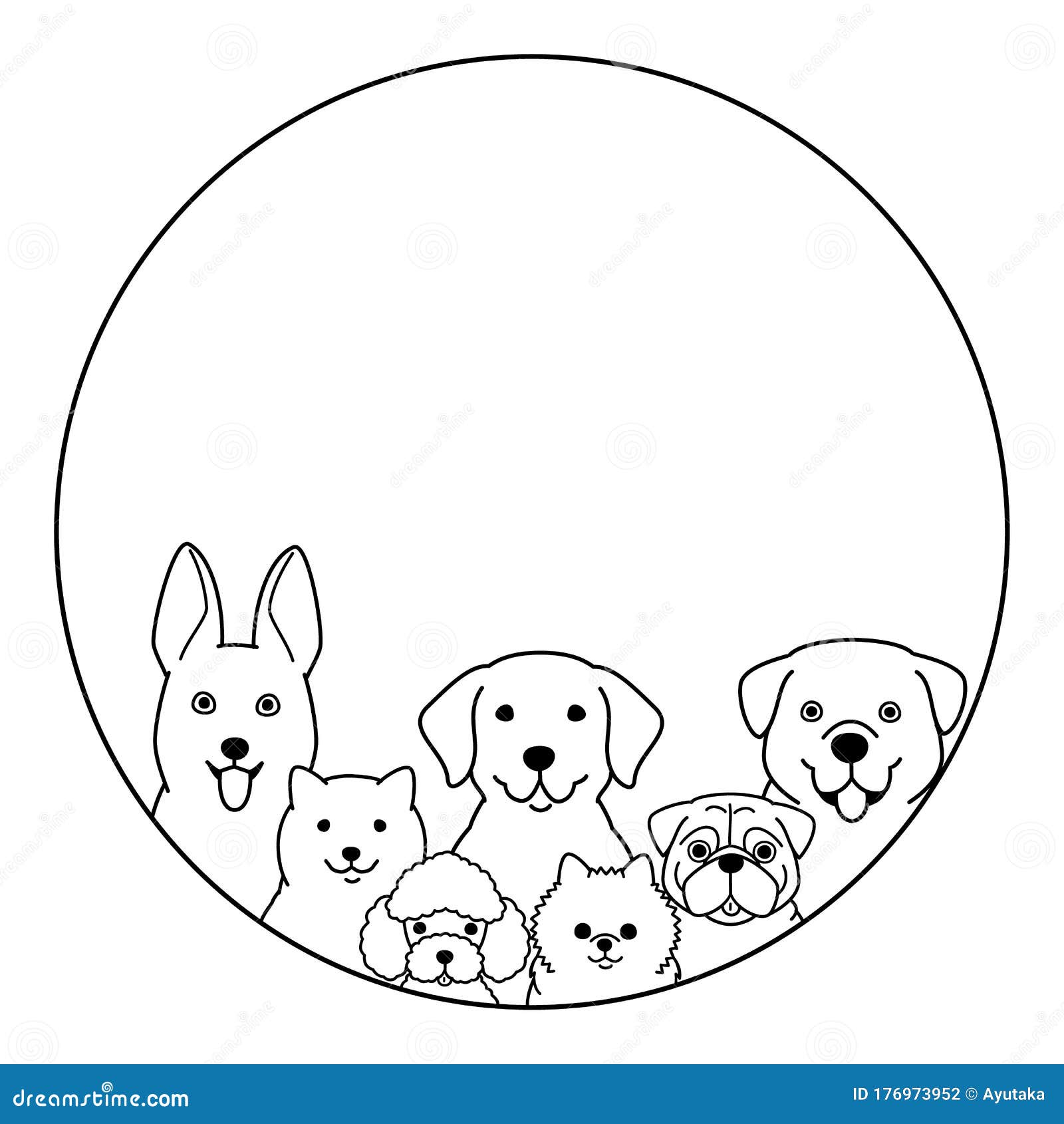 Dogs in round frame design stock vector. Illustration of elements ...