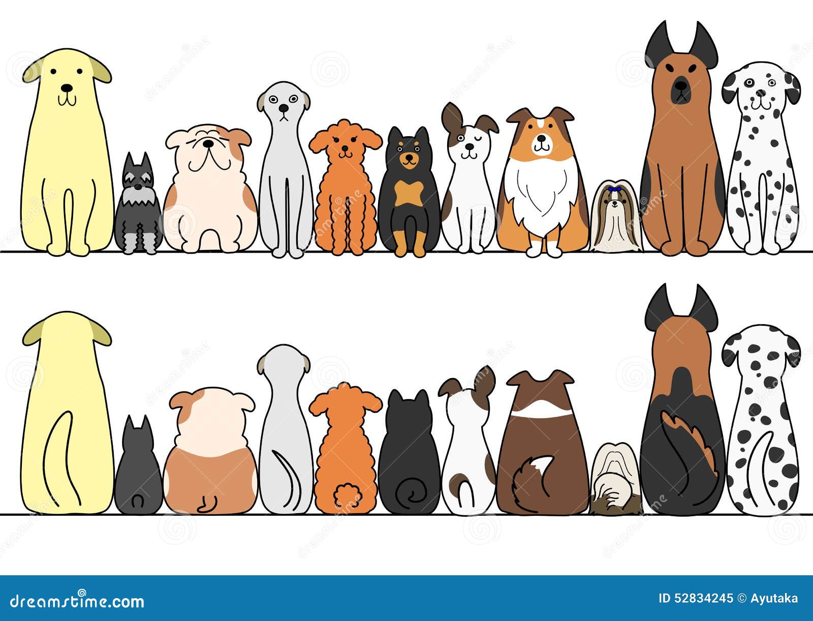 Pet Animals In Line, Front And Back Cartoon Vector | CartoonDealer.com ...