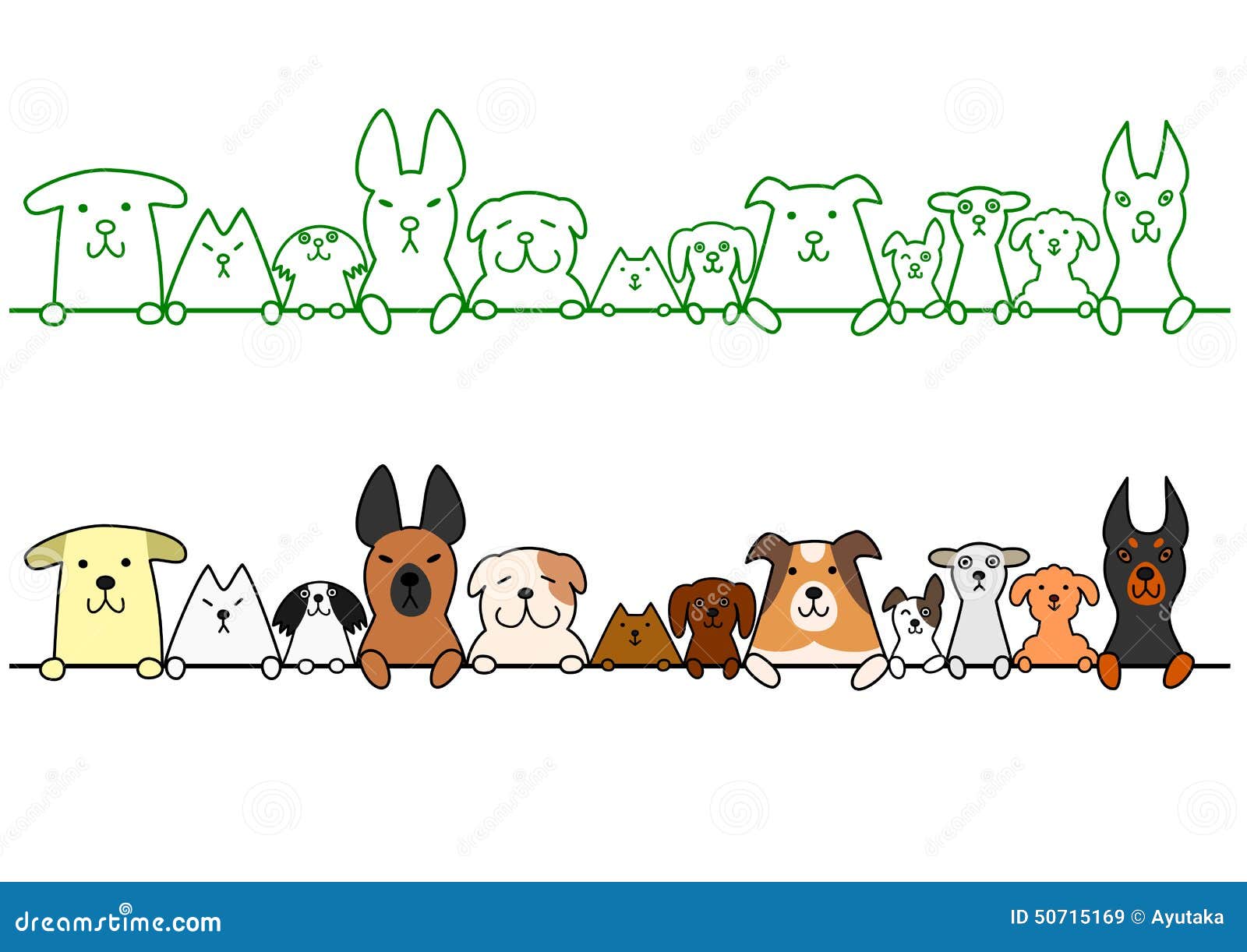 Dogs in a Row with Copy Space Stock Vector - Illustration of headline ...