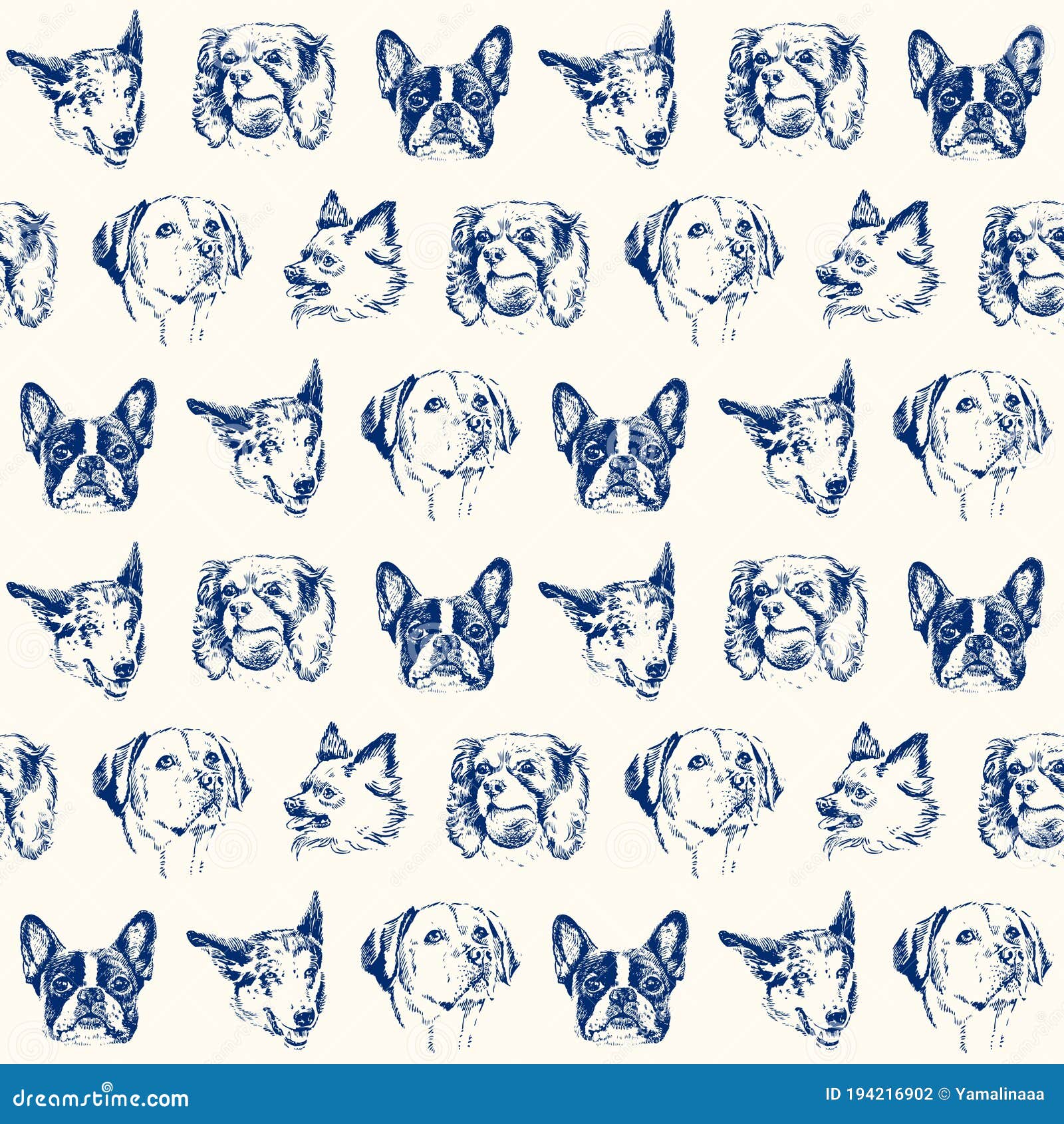 Dogs seamless pattern stock vector. Illustration of artistic - 194216902