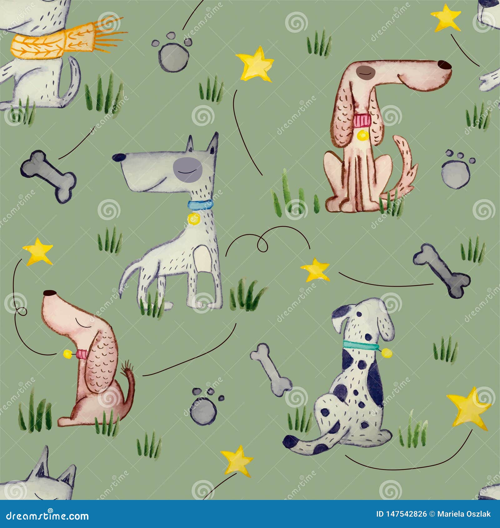 DOGS SEAMLESS REPEAT PATTERN TILE Stock Illustration - Illustration of ...