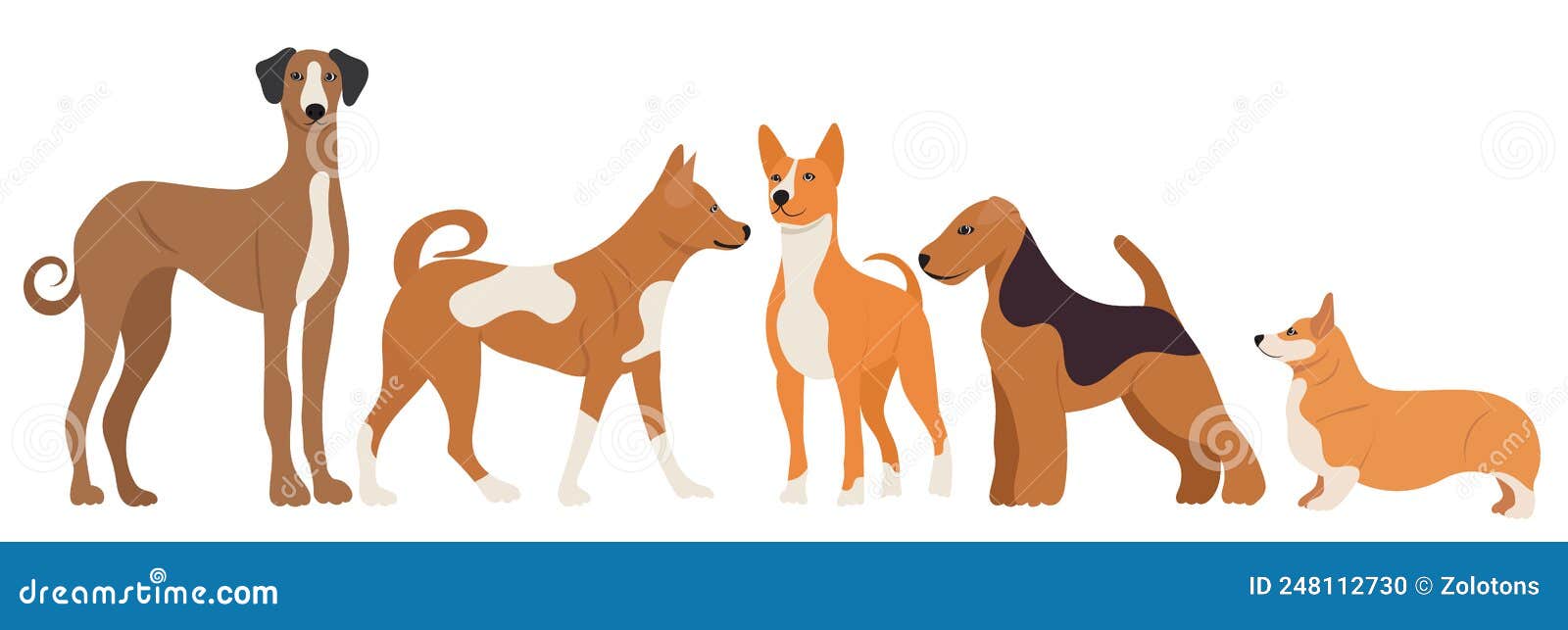 Dogs set in flat design stock vector. Illustration of icon - 248112730